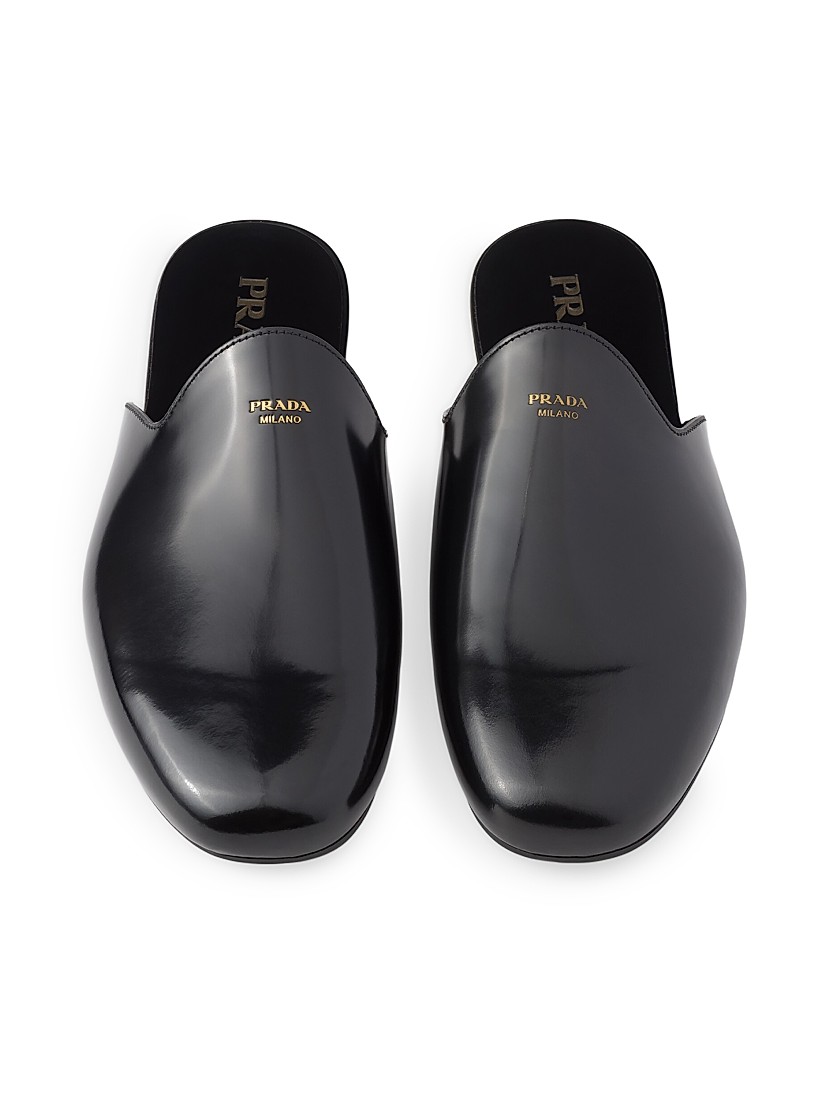 Shop Prada Brushed Leather Slippers | Saks Fifth Avenue Shop Prada Brushed Leather Slippers | Saks Fifth Avenue