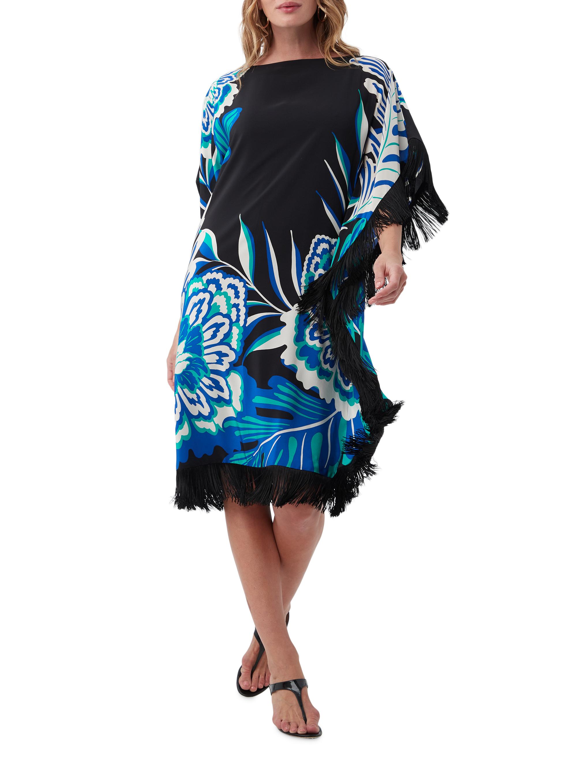 Trina Turk Global Fringe Silk Caftan Dress | Saks Fifth Avenue