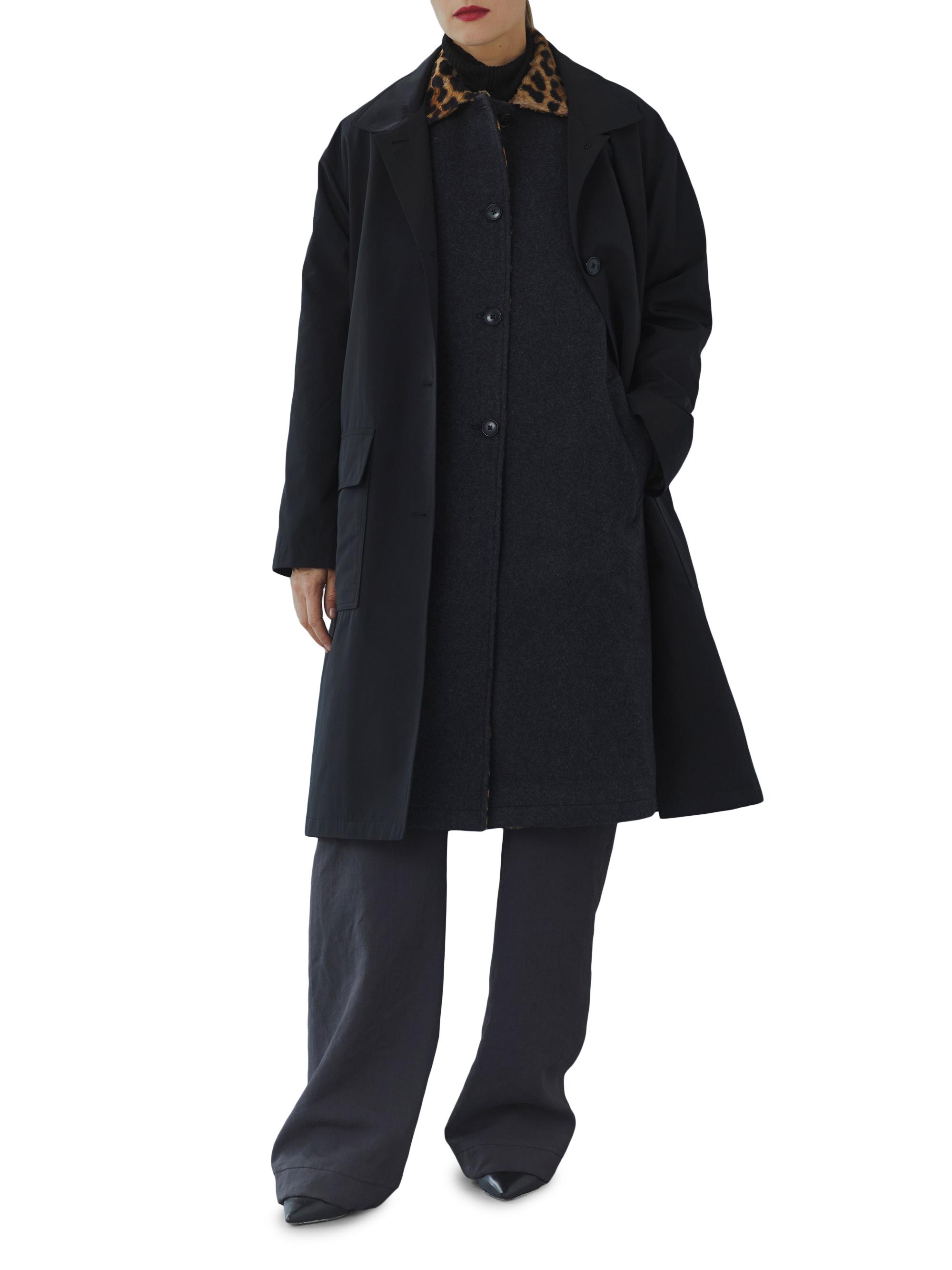 Jane Post Leopard Double-Layer Wool Coat | Saks Fifth Avenue