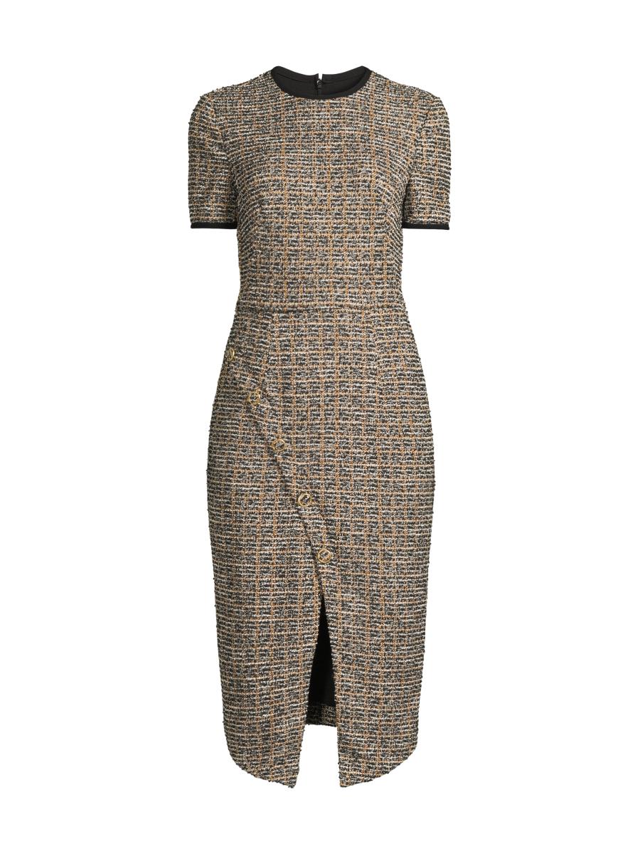 Black Halo Henderson Bouclé Sheath Midi-Dress | Saks Fifth Avenue