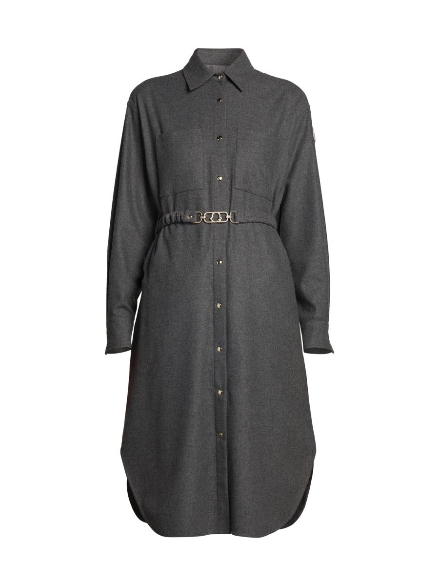 Shop Moncler Flannel Shirt Dress with Removable Belt | Saks Fifth Avenue
