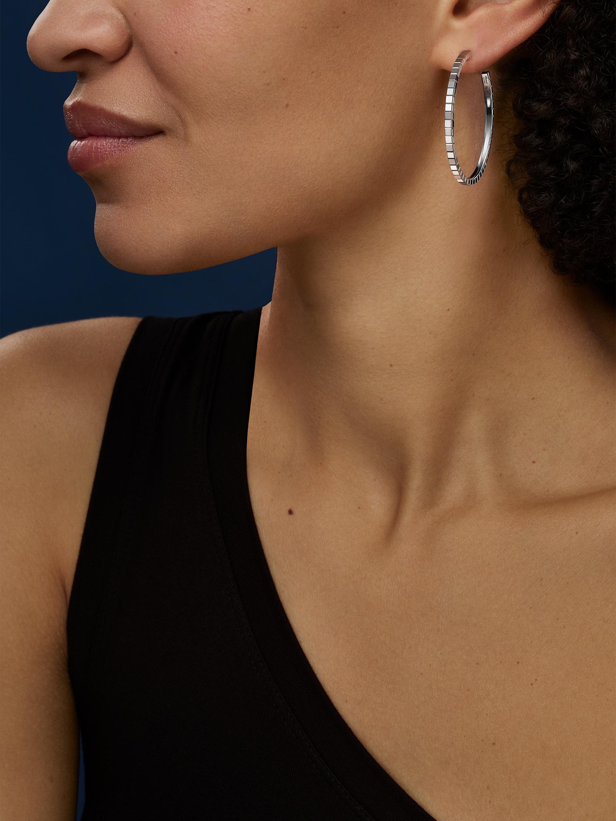 Chopard Ice Cube 18K White Gold Hoop Earrings | Saks Fifth Avenue