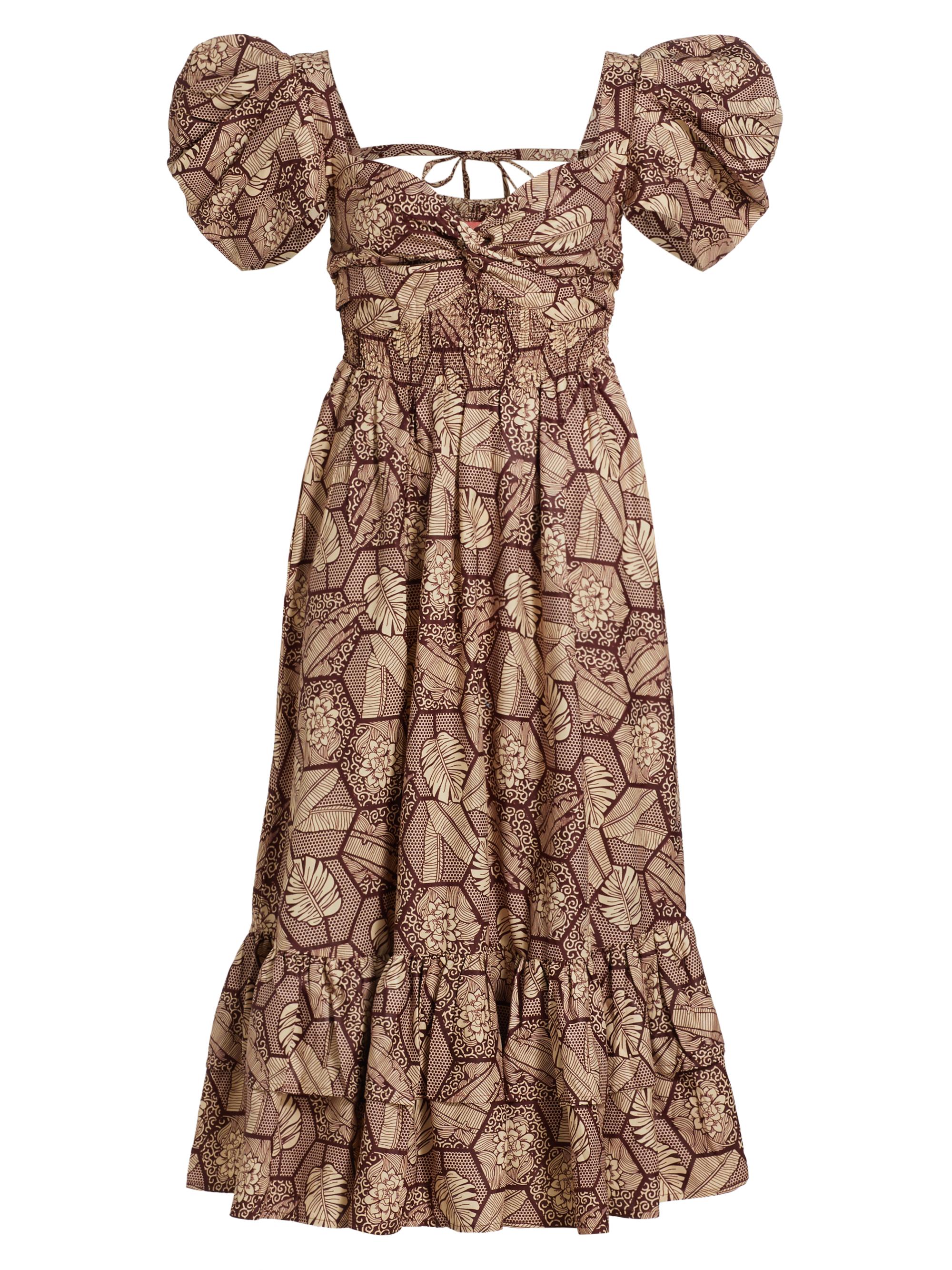 Elisamama Ogo Puff-Sleeve Midi-Dress | Saks Fifth Avenue