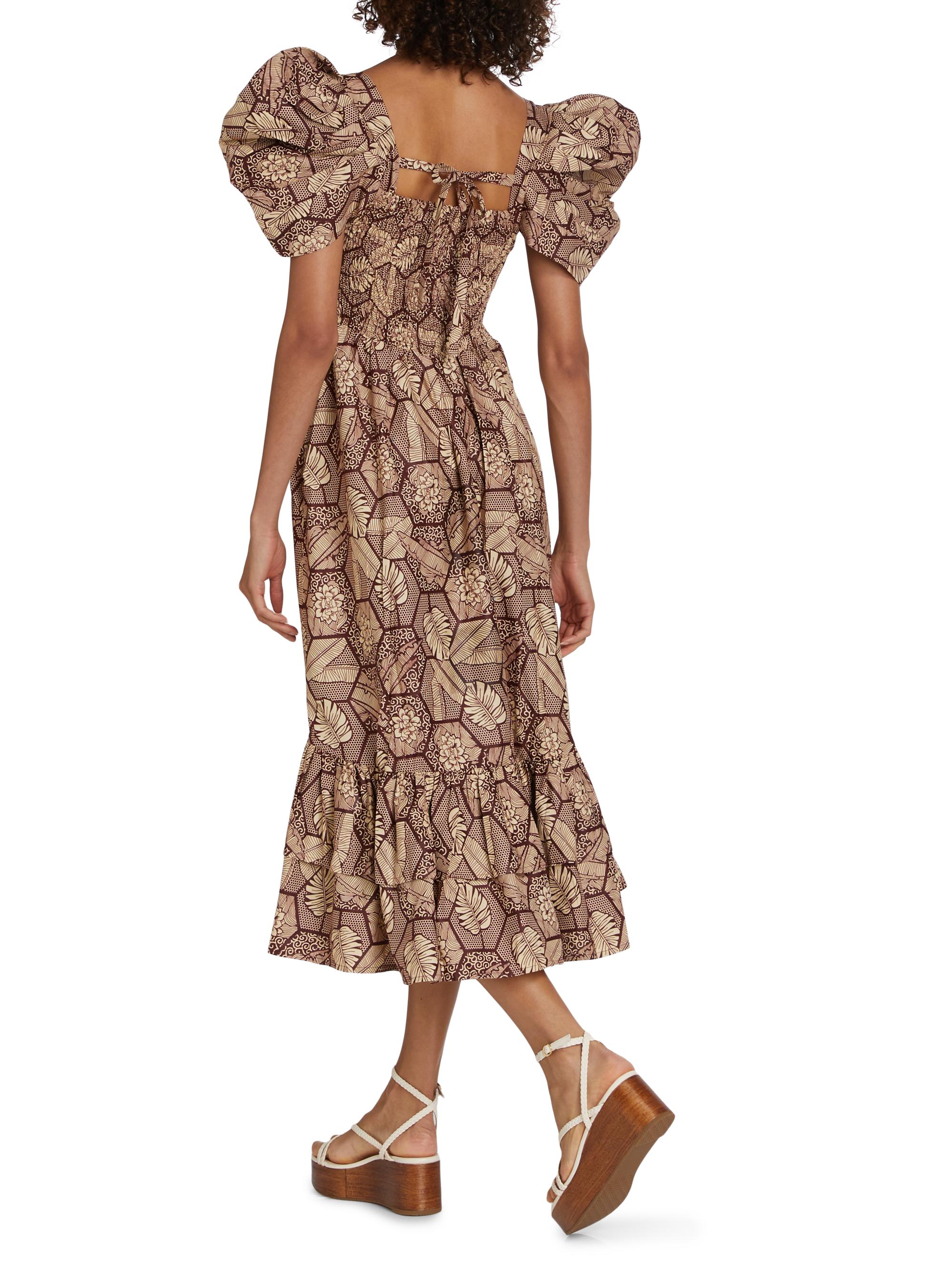 Elisamama Ogo Puff-Sleeve Midi-Dress | Saks Fifth Avenue