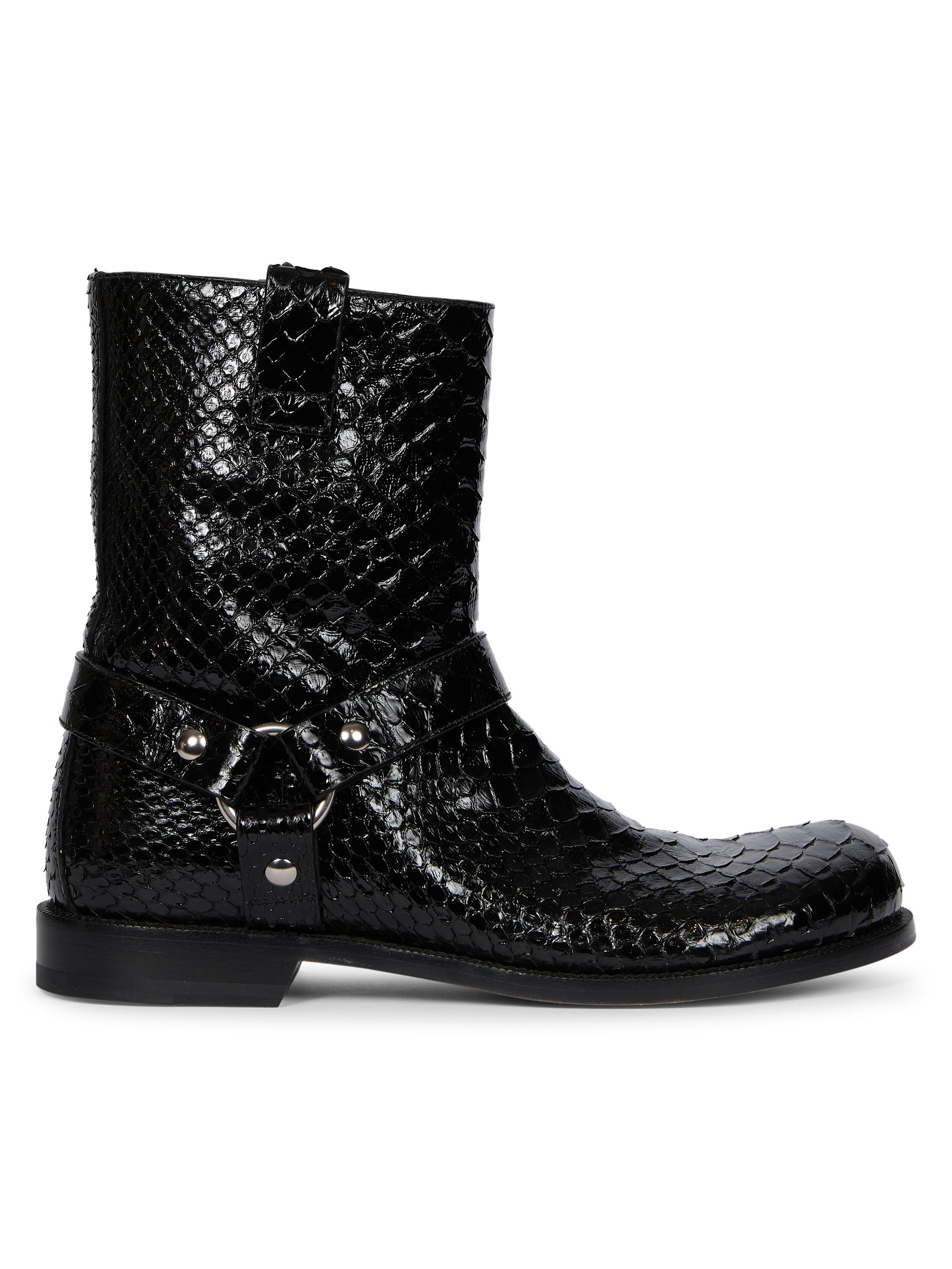 LOEWE Campo Python & Leather Biker Boots | Saks Fifth Avenue