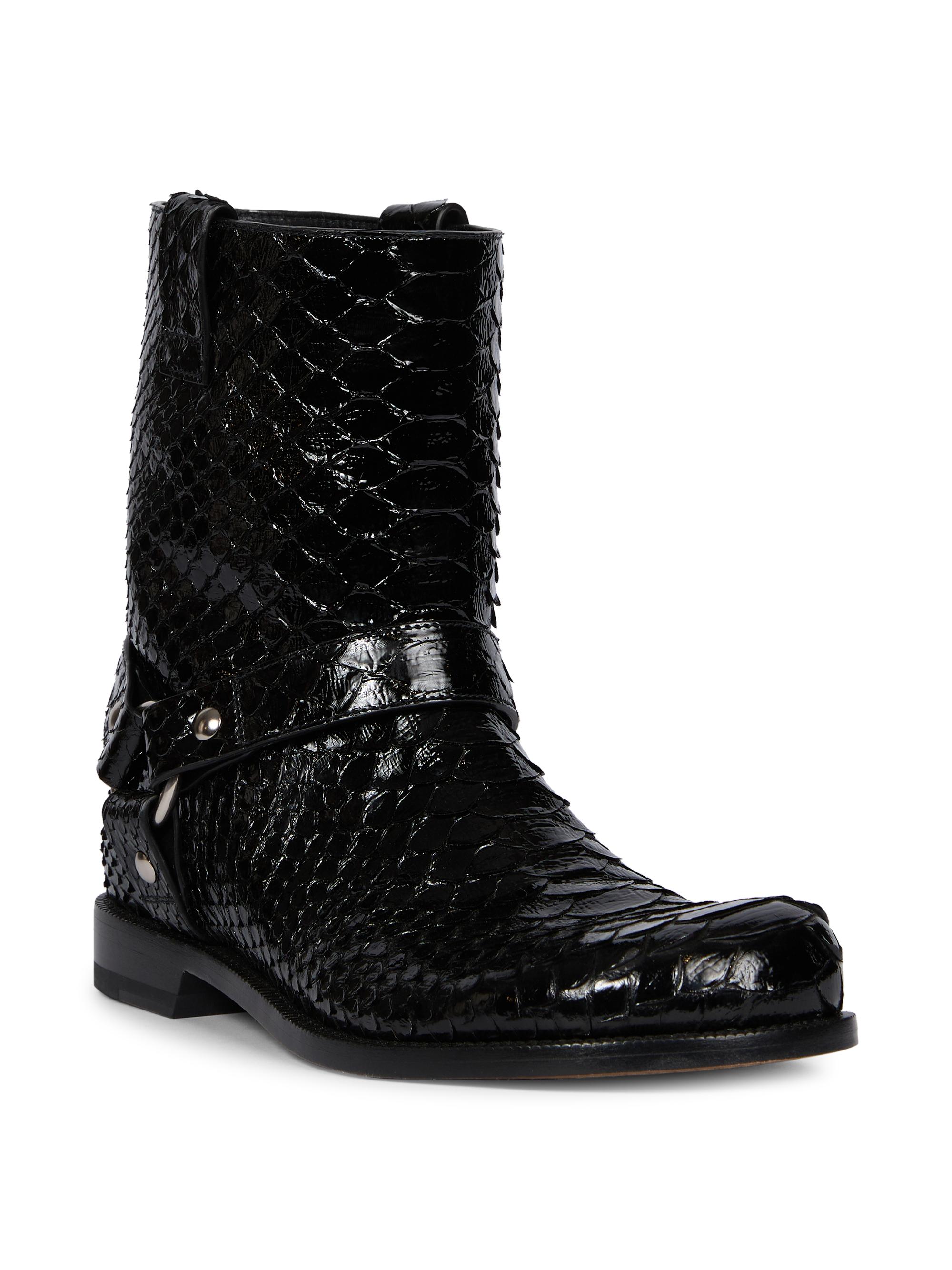 LOEWE Campo Python & Leather Biker Boots | Saks Fifth Avenue