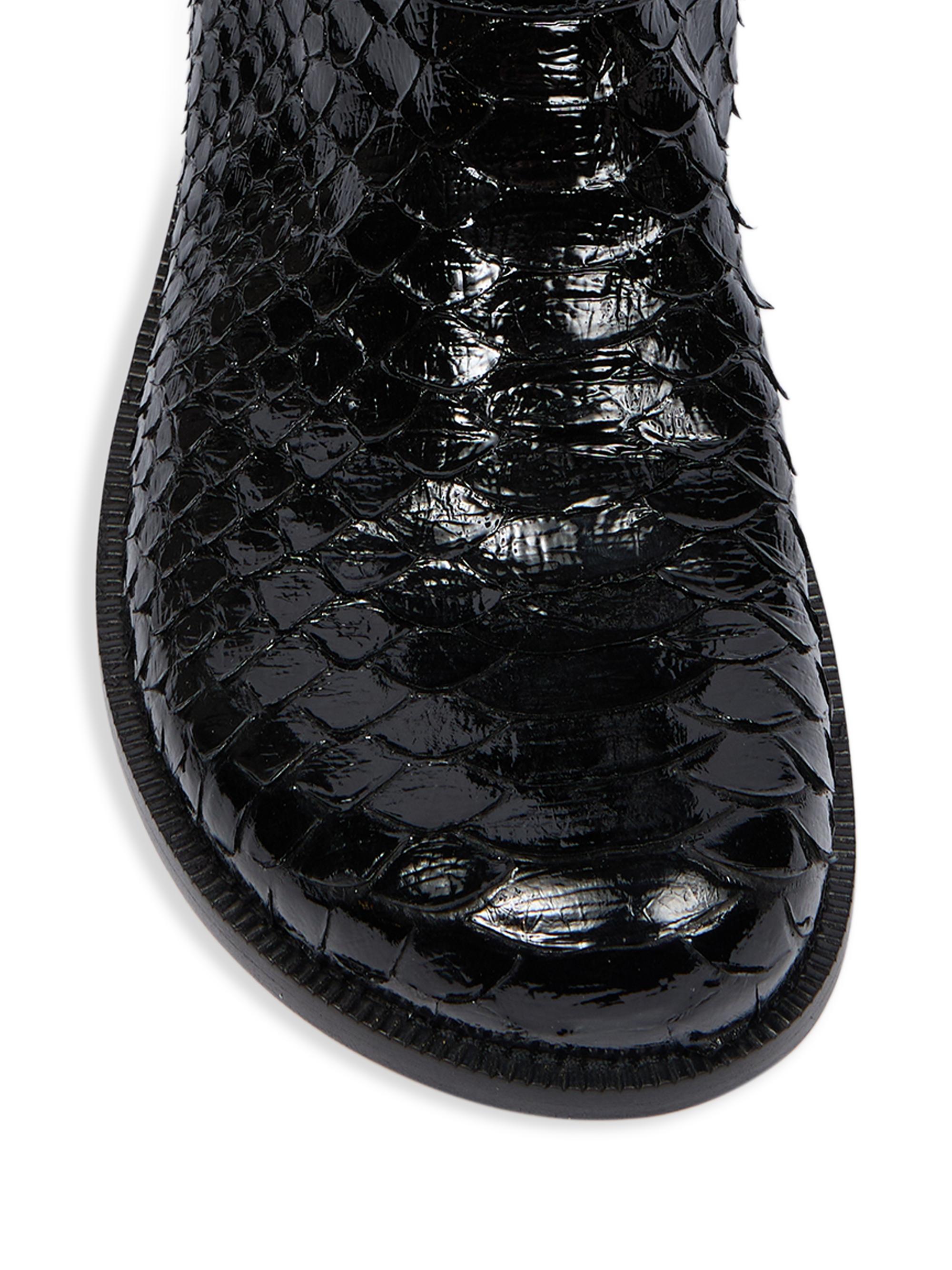 LOEWE Campo Python & Leather Biker Boots | Saks Fifth Avenue