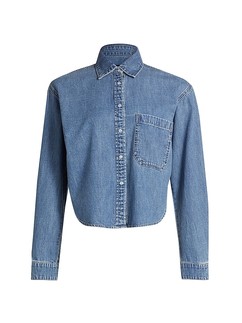 Shop Veronica Beard Aderes Denim Long-Sleeve Shirt | Saks Shop Veronica Beard Aderes Denim Long-Sleeve Shirt | Saks