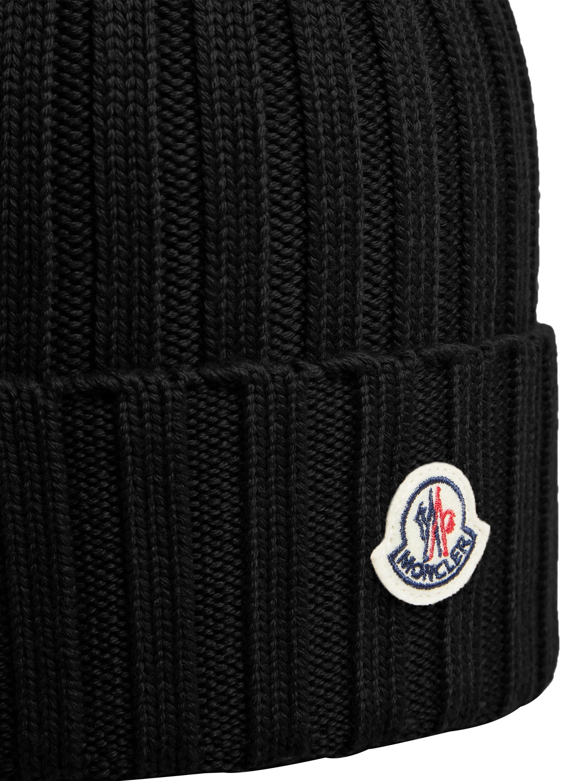 Moncler Wool Ribbed Knit Logo Beanie | Saks Fifth Avenue