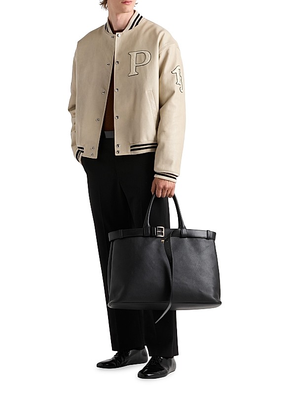 Shop Prada Padded Leather Bomber Jacket | Saks Fifth Avenue Shop Prada Padded Leather Bomber Jacket | Saks Fifth Avenue