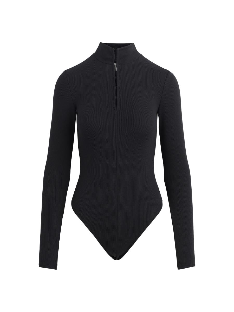 Hudson Jeans Rib-Knit Jersey Stand-Collar Bodysuit | Saks Fifth Avenue