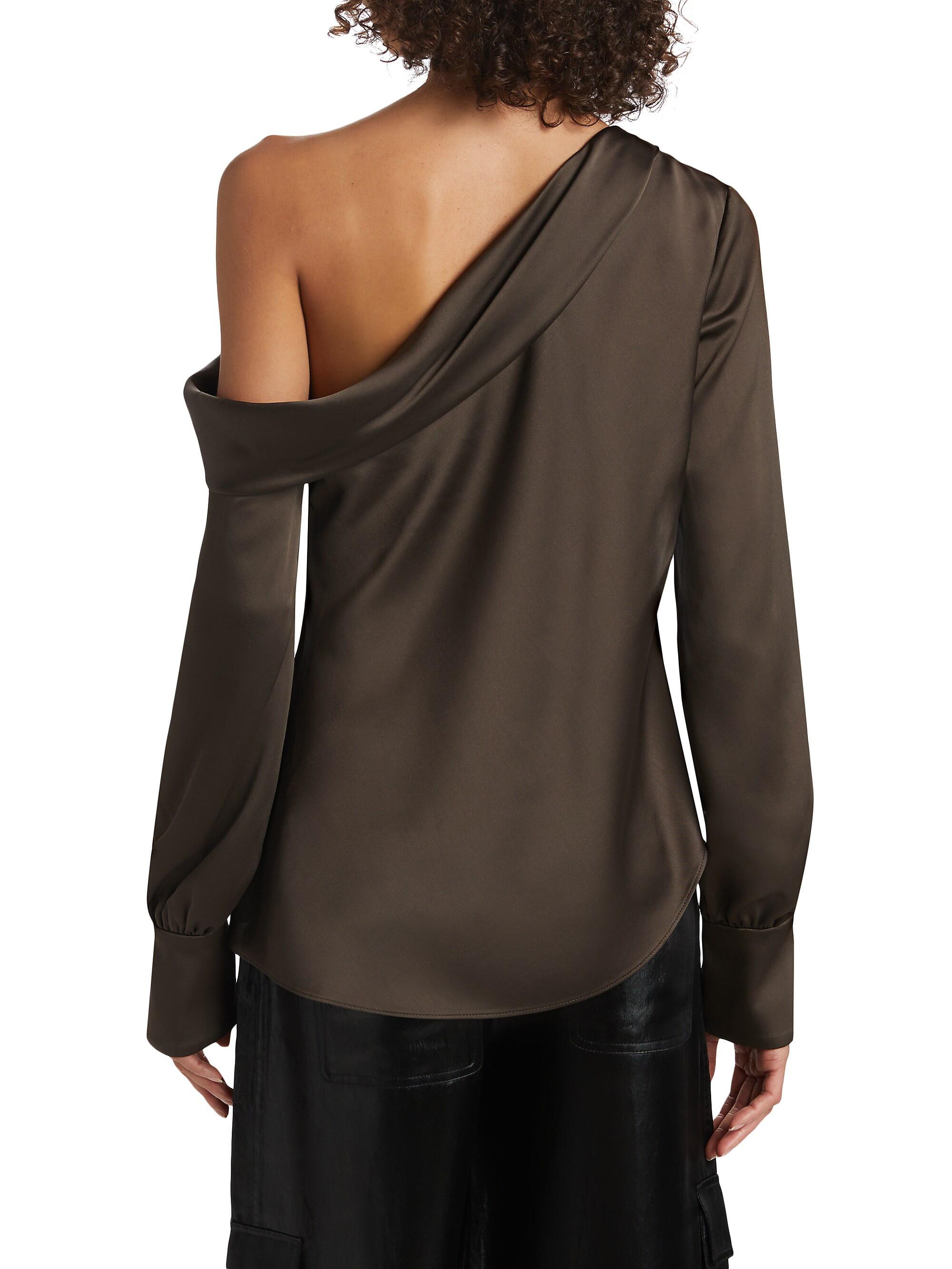SIMKHAI Alice Asymmetric Satin One-Shoulder Top | Saks Fifth Avenue