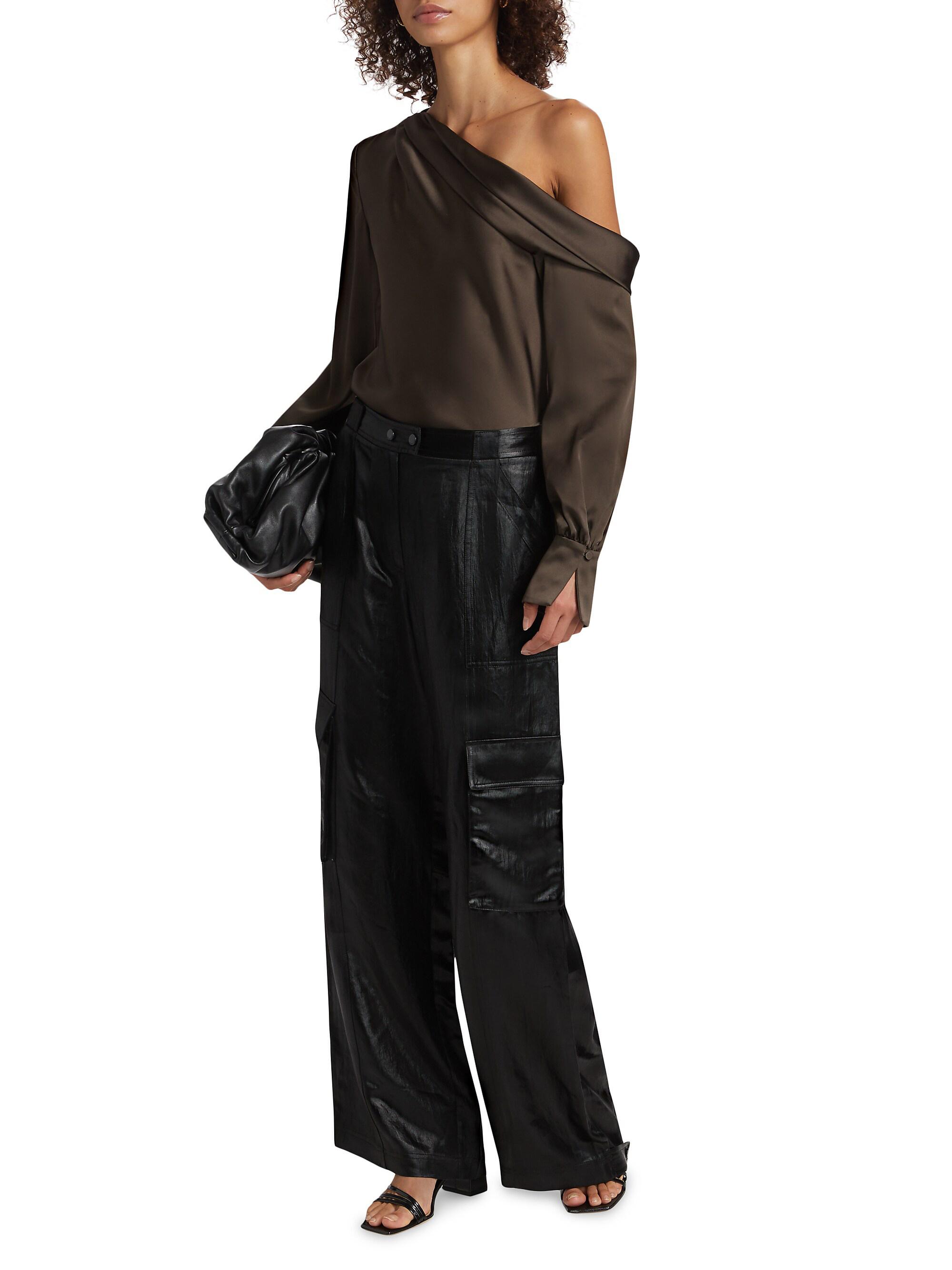 SIMKHAI Alice Asymmetric Satin One-Shoulder Top | Saks Fifth Avenue