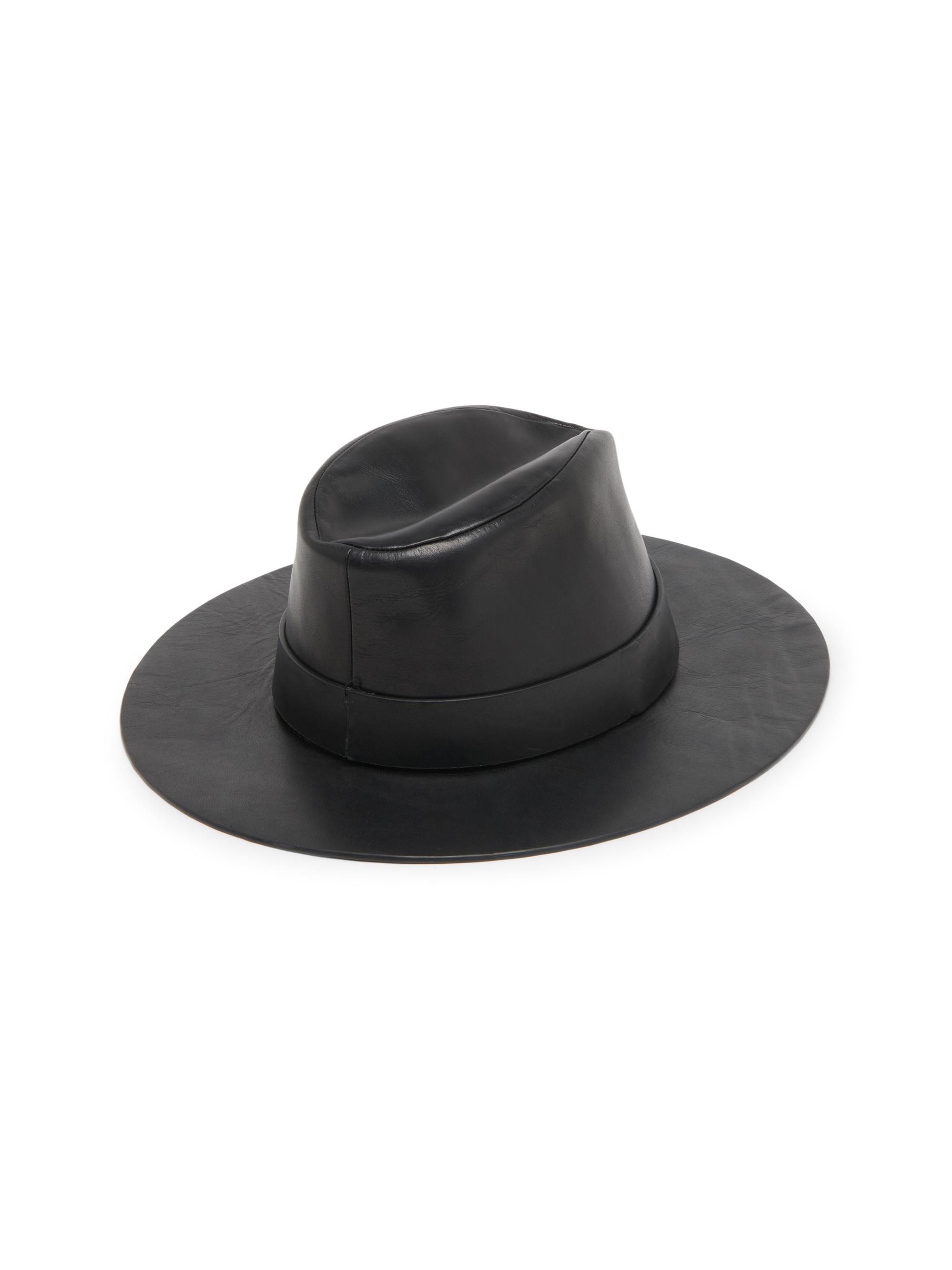 McQueen Poem Leather Fedora | Saks Fifth Avenue