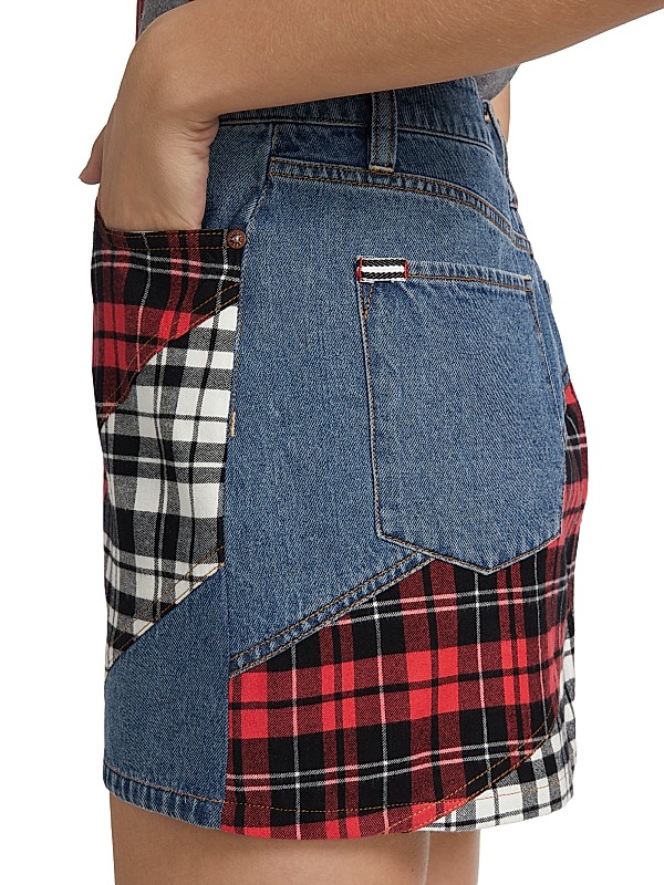 Shop Alice + Olivia Lisanne Patchwork Denim Miniskirt | Saks Shop Alice + Olivia Lisanne Patchwork Denim Miniskirt | Saks