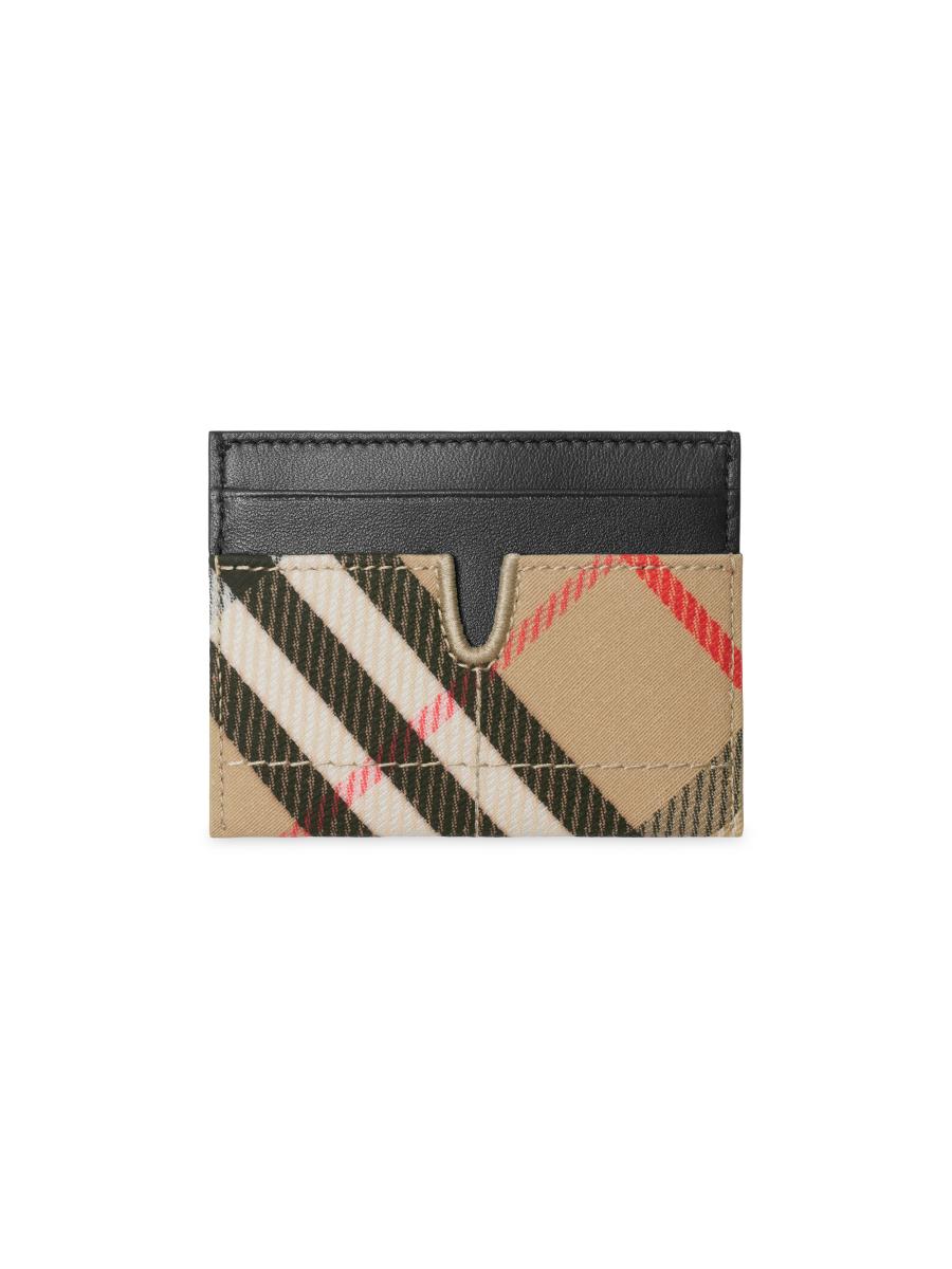Burberry Classic Cotton & Leather Card Case | Saks Fifth Avenue