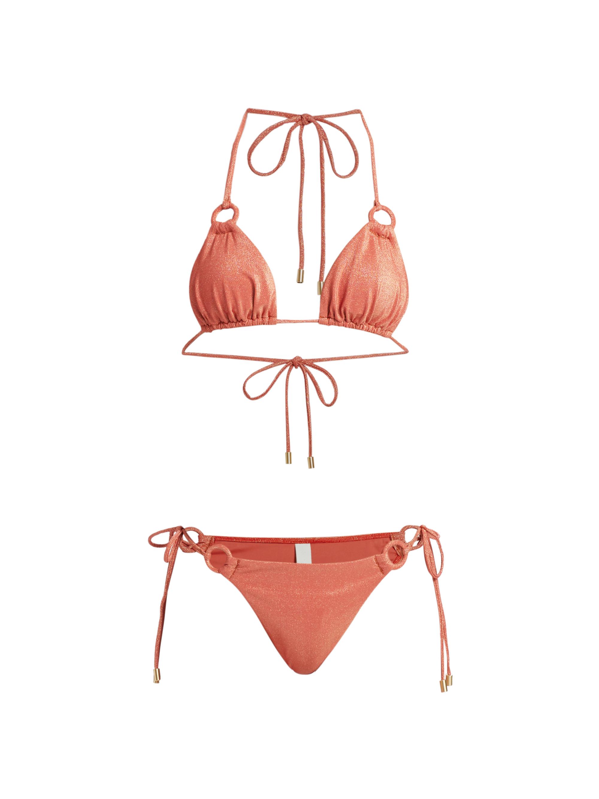 Zimmermann Tallow Metallic Triangle Bikini Set | Saks Fifth Avenue