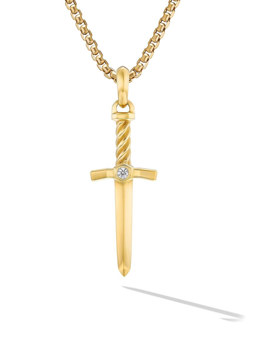 David Yurman Sword Amulet in 18K Yellow Gold with Diamond, 45MM | Saks ...