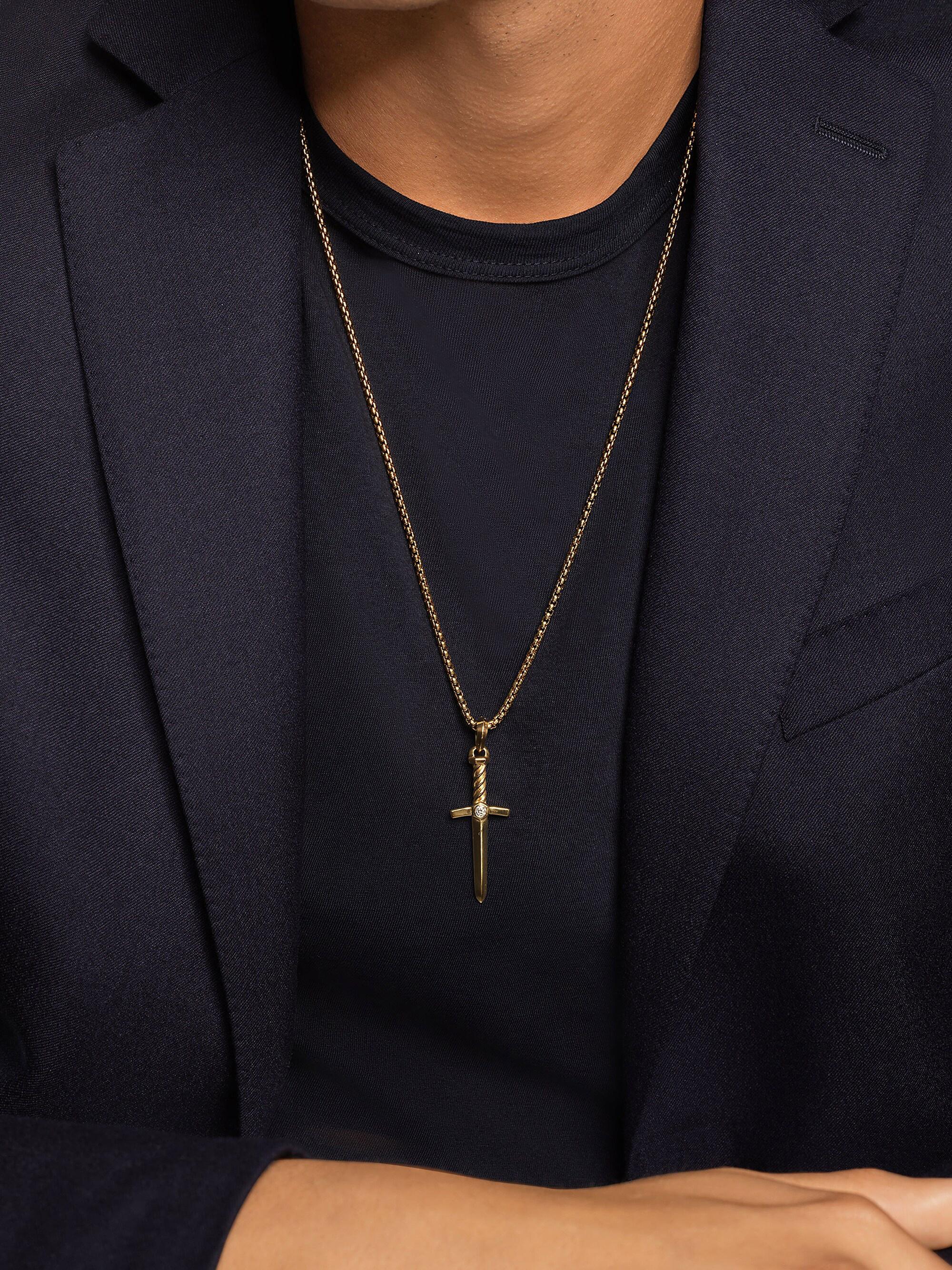 David Yurman Sword Amulet in 18K Yellow Gold with Diamond, 45MM | Saks ...