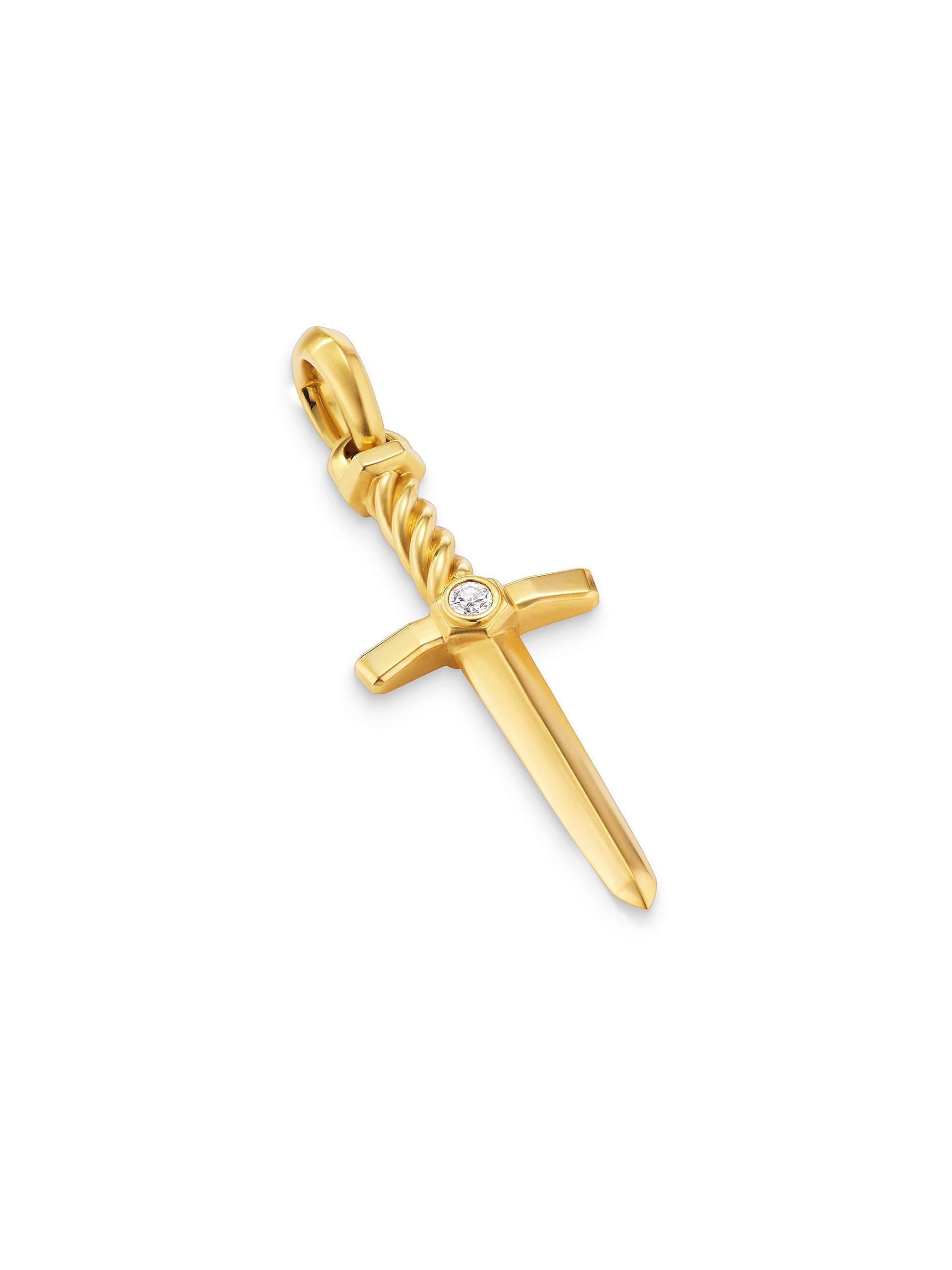 David Yurman Sword Amulet in 18K Yellow Gold with Diamond, 45MM | Saks ...