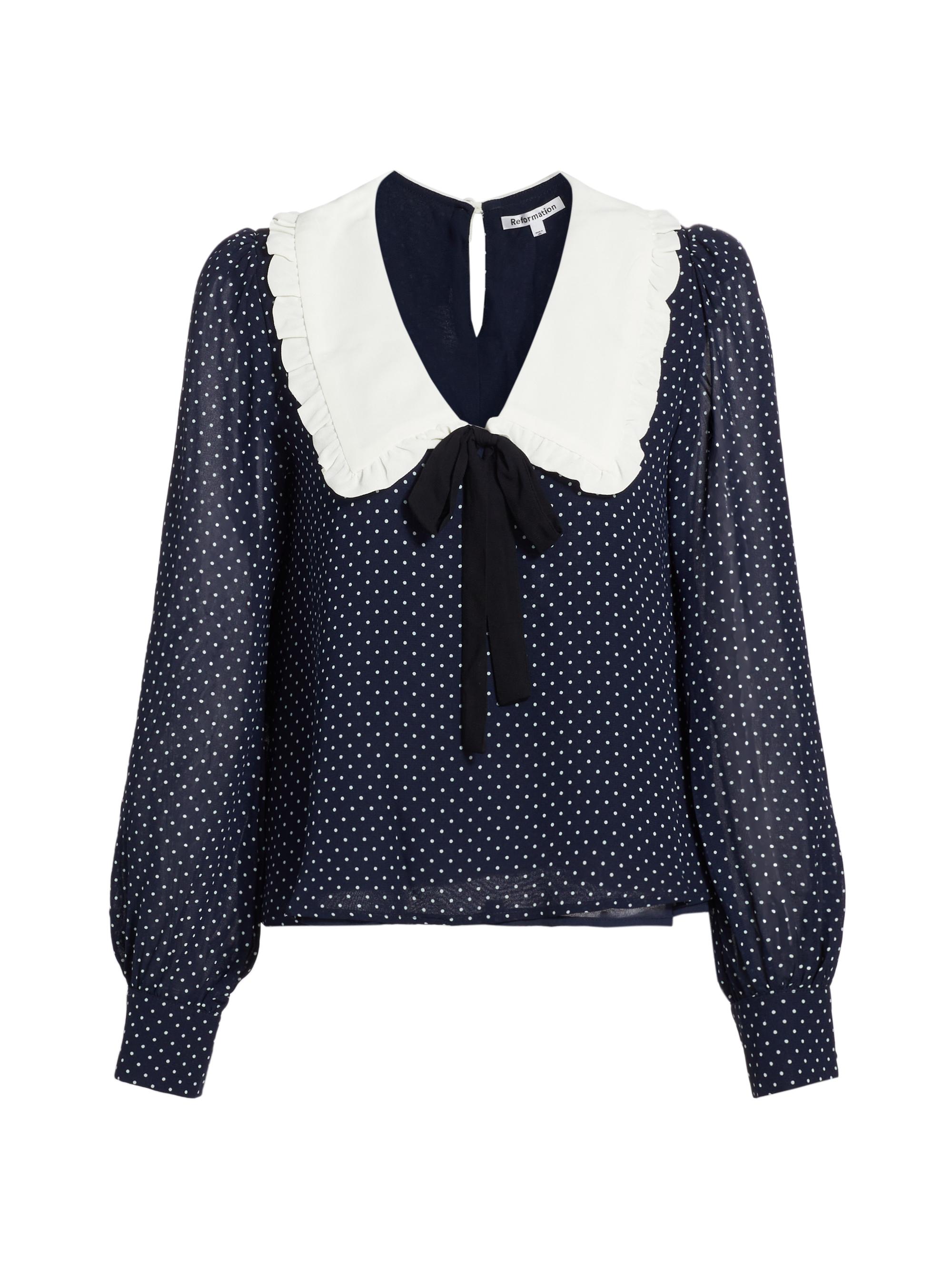 Reformation Edalene Polka Dot Long-Sleeve Blouse | Saks Fifth Avenue