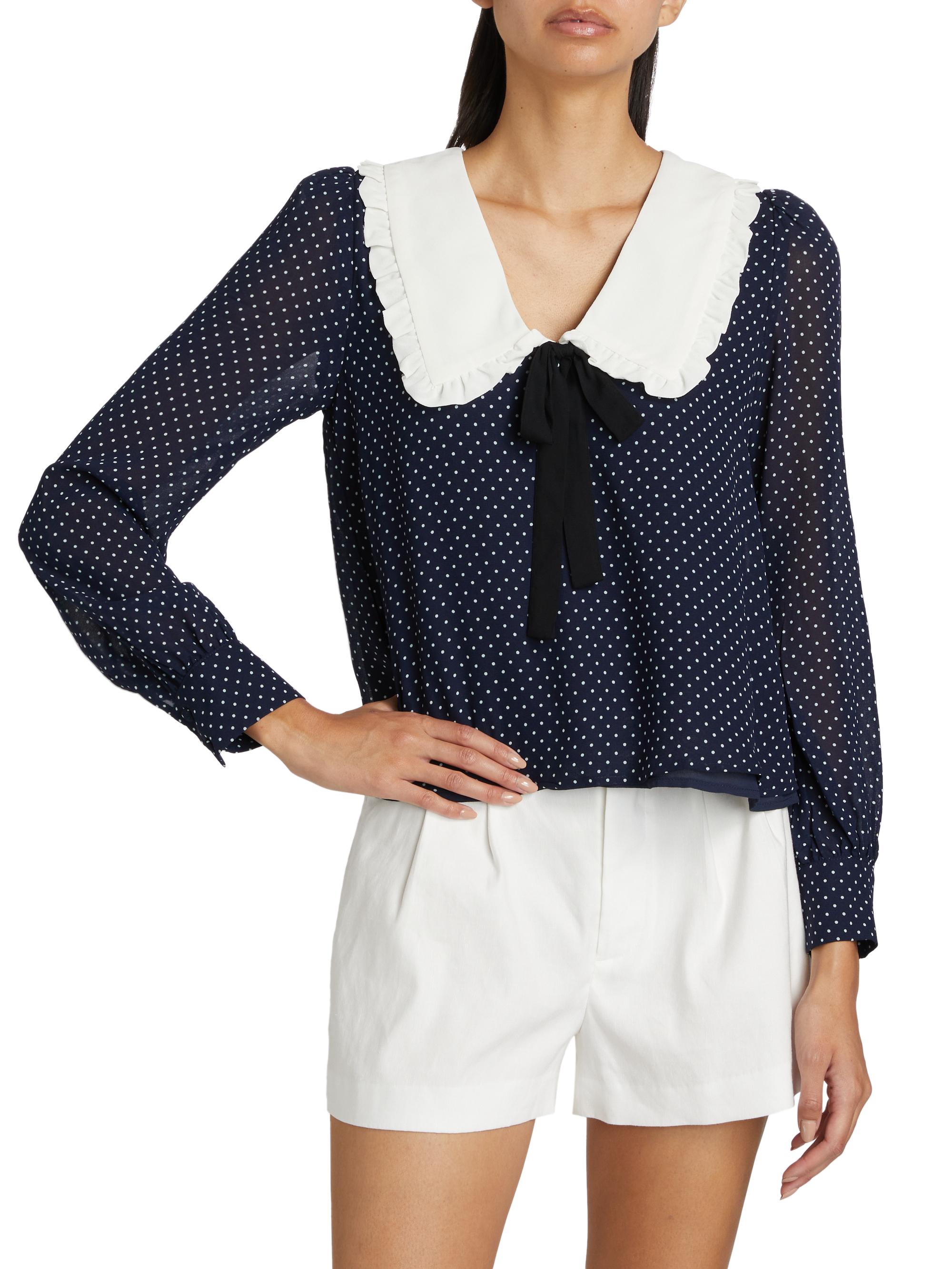 Reformation Edalene Polka Dot Long-Sleeve Blouse | Saks Fifth Avenue