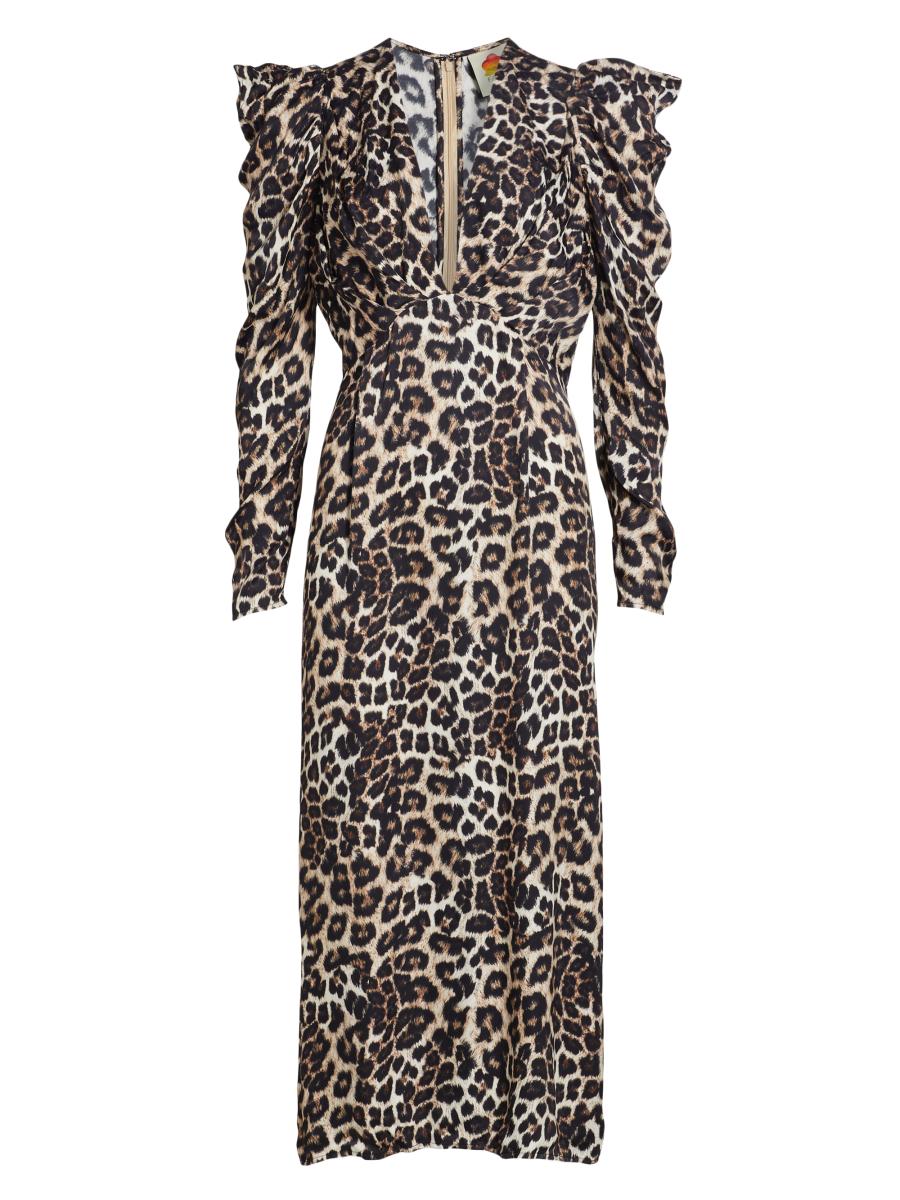 Farm Rio Leopard V-Neck Midi-Dress | Saks Fifth Avenue