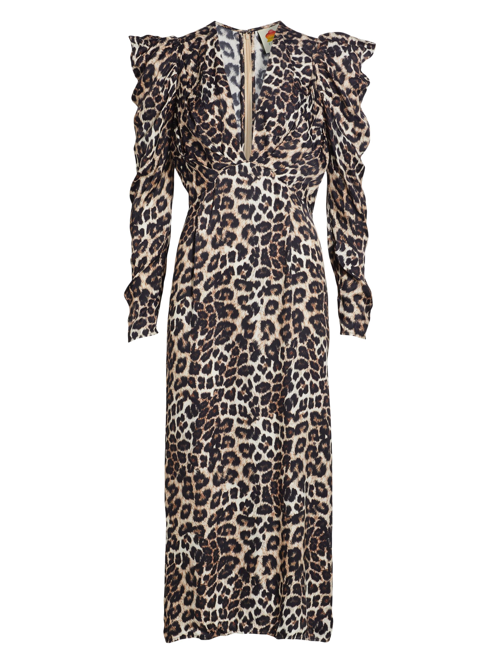 Farm Rio Leopard V-Neck Midi-Dress | Saks Fifth Avenue
