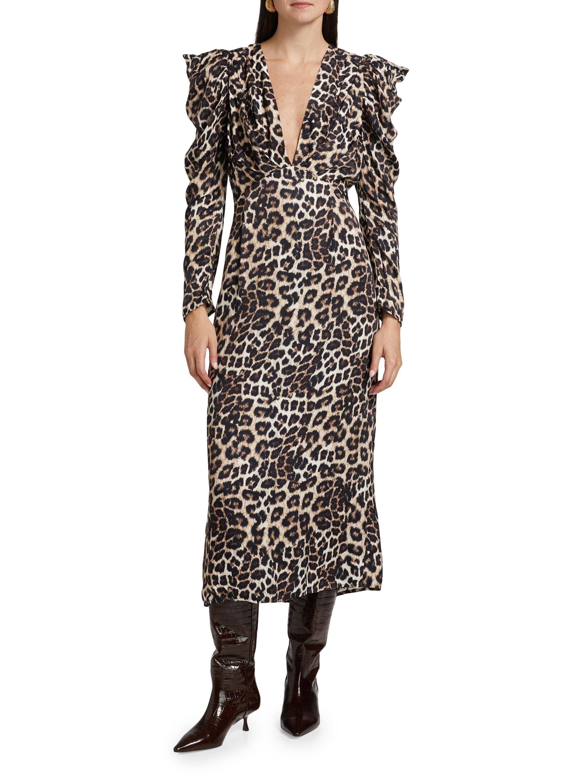 Farm Rio Leopard V-Neck Midi-Dress | Saks Fifth Avenue