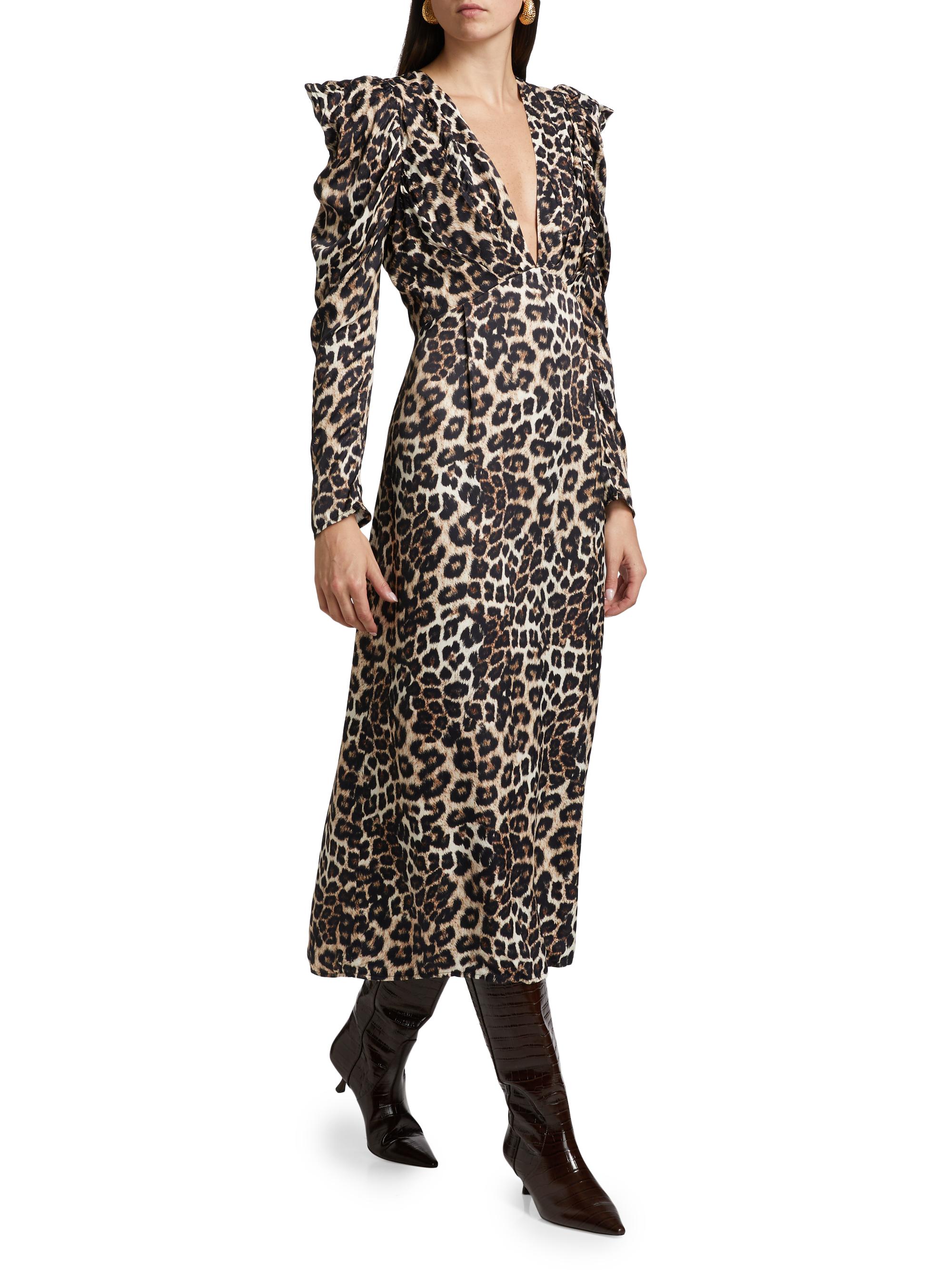 Farm Rio Leopard V-Neck Midi-Dress | Saks Fifth Avenue