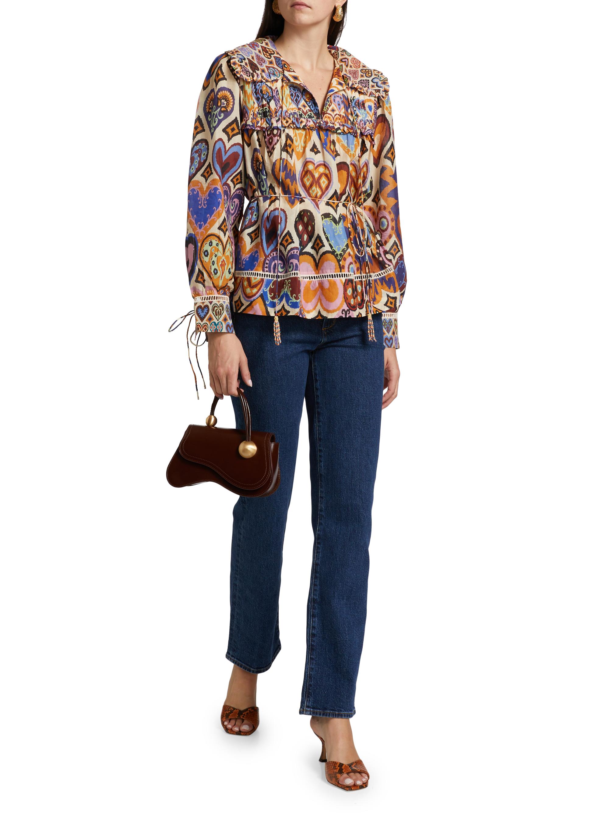 Farm Rio Hearts Ikat-Inspired Blouse | Saks Fifth Avenue