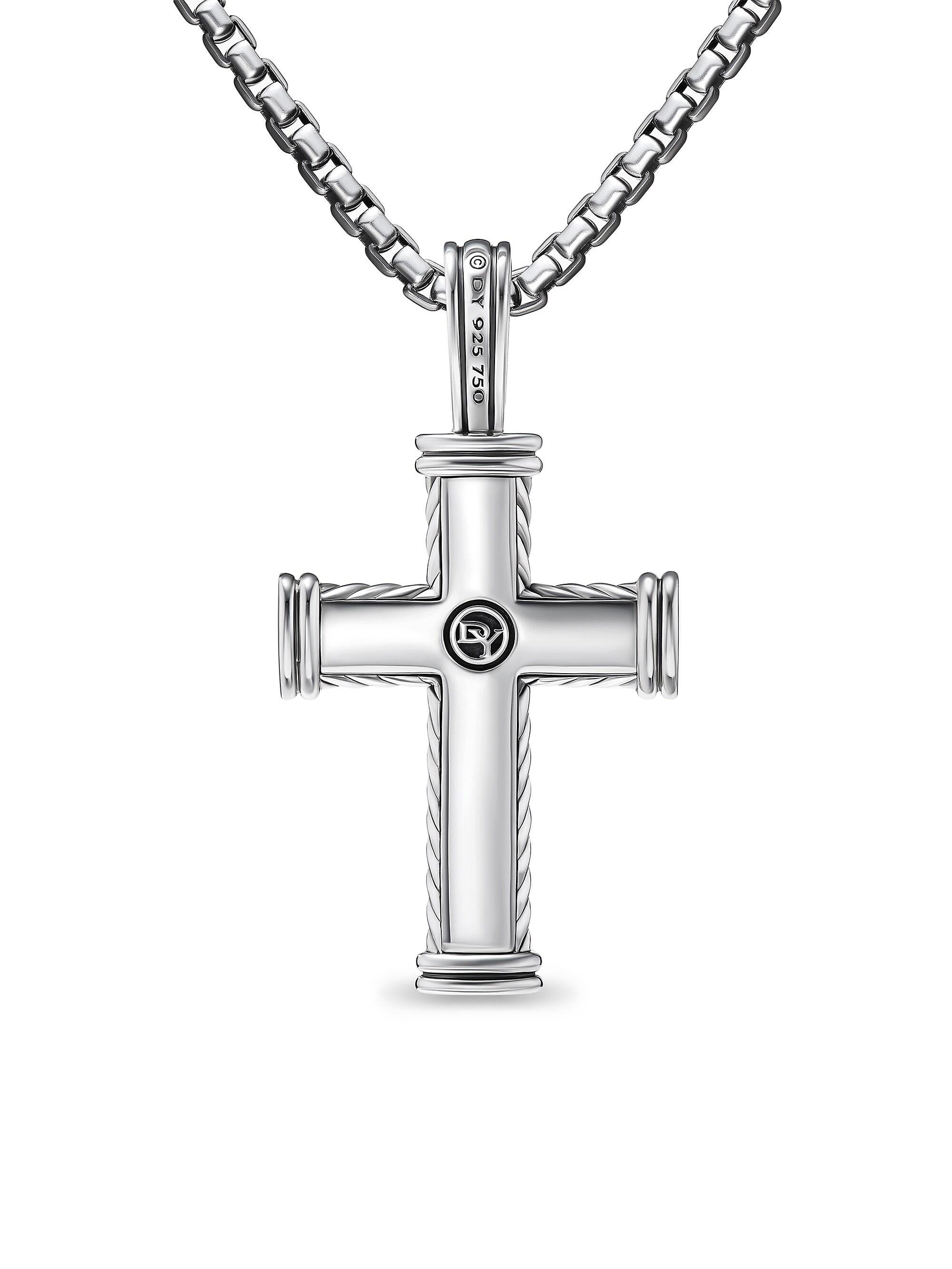 David Yurman Chevron Cross Pendant in Sterling Silver with 18K Yellow ...