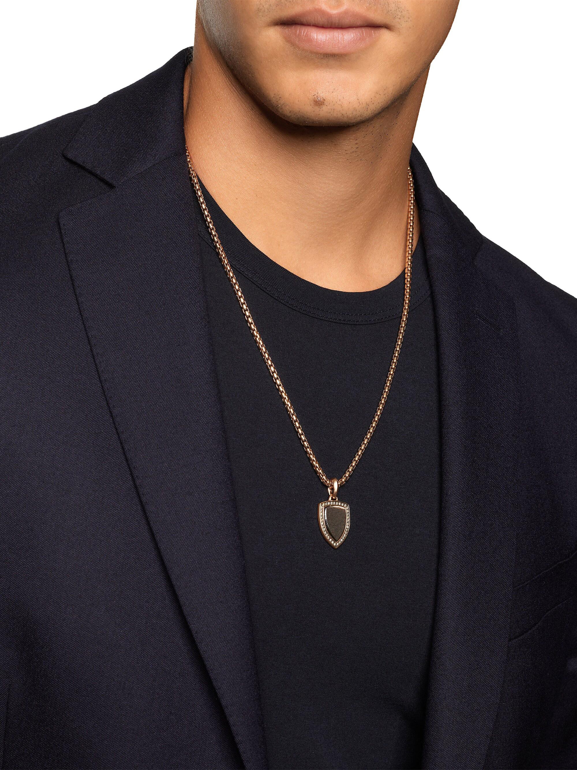 David Yurman Shield Amulet in 18K Rose Gold with Black Sun Stone and ...