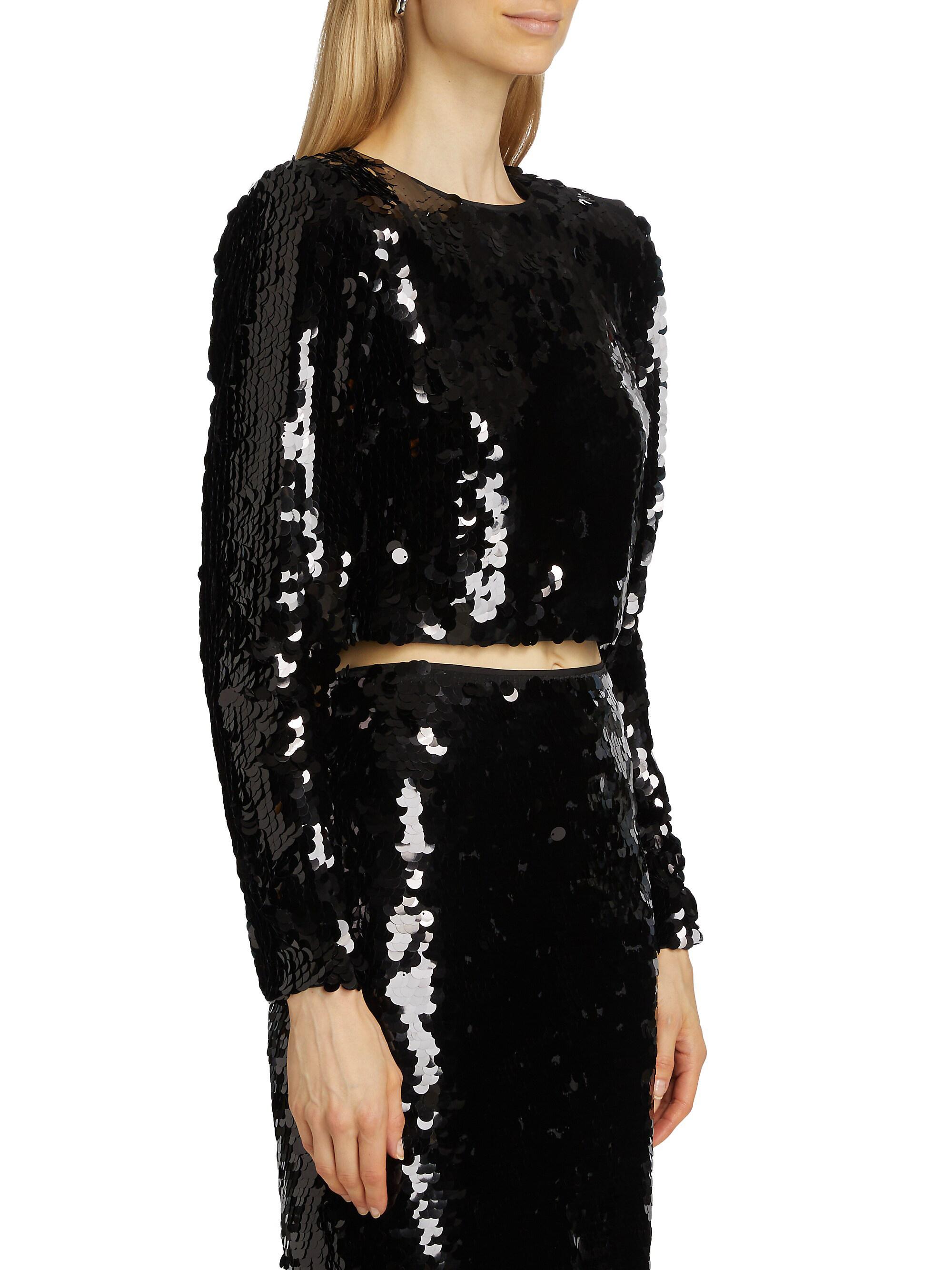 Toccin Anaya Sequined Crop Top | Saks Fifth Avenue
