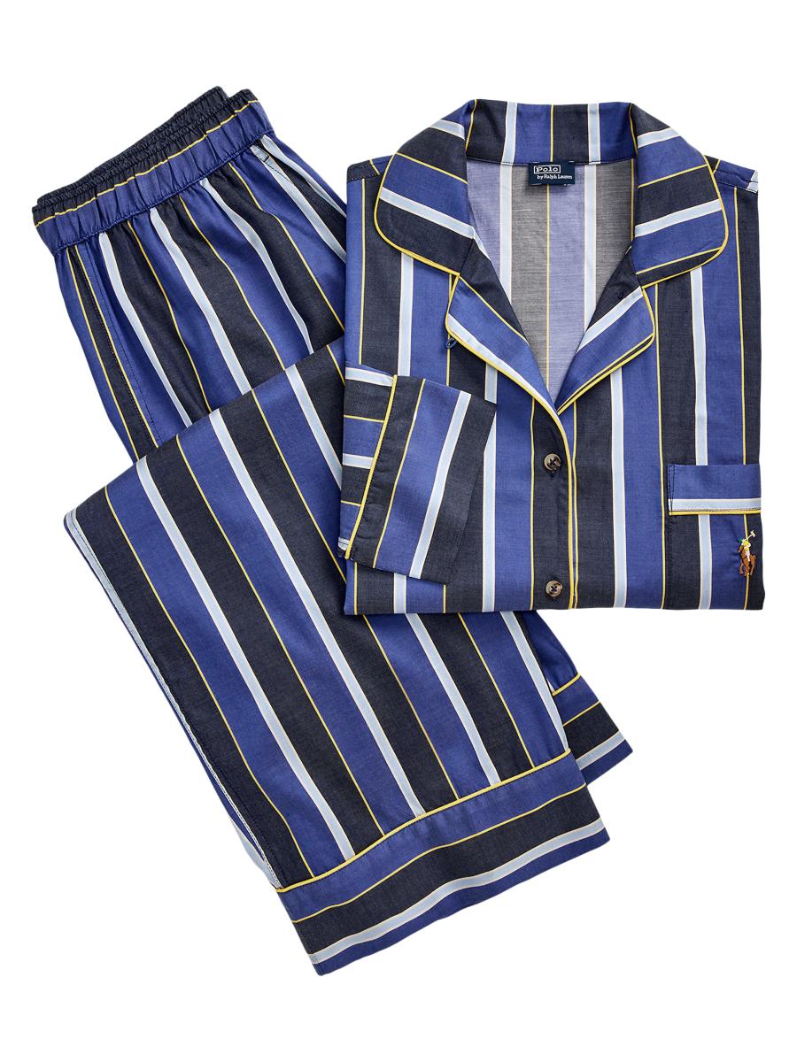 Shop Polo Ralph Lauren Cricket Stripe Madison Striped Cotton-Blend Pajamas | Saks Fifth Avenue