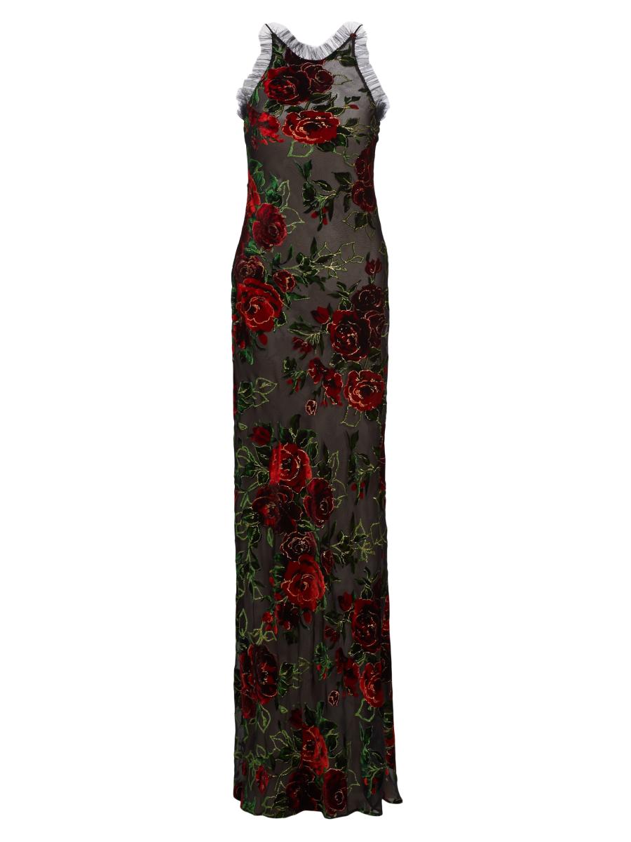 Rodarte Red Rose Velvet Devoré Gown | Saks Fifth Avenue