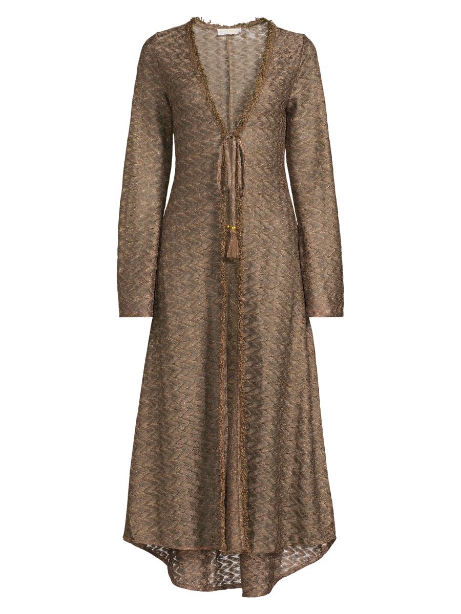 Ramy Brook Fatima Metallic Chevron Caftan | Saks Fifth Avenue