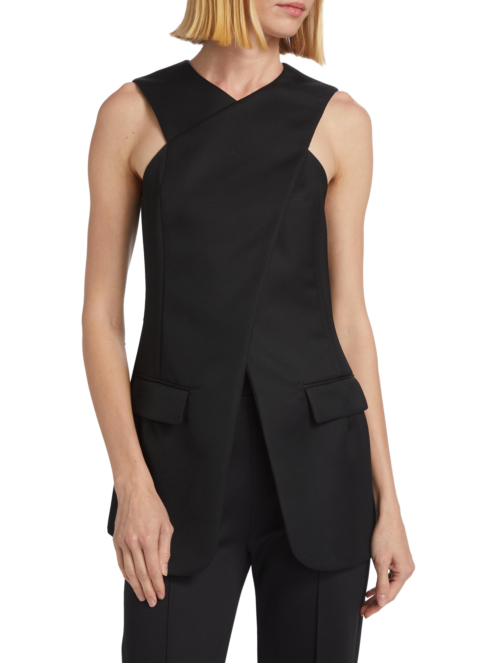 Rosetta Getty Wool-Twill Cross-Front Sleeveless Top | Saks Fifth Avenue