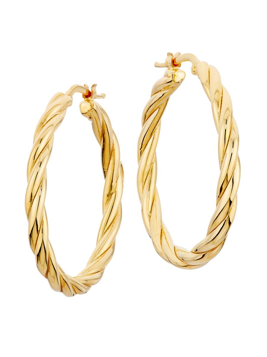 Roberto Coin Twisted 18K Yellow Gold Hoop Earrings | Saks Fifth Avenue