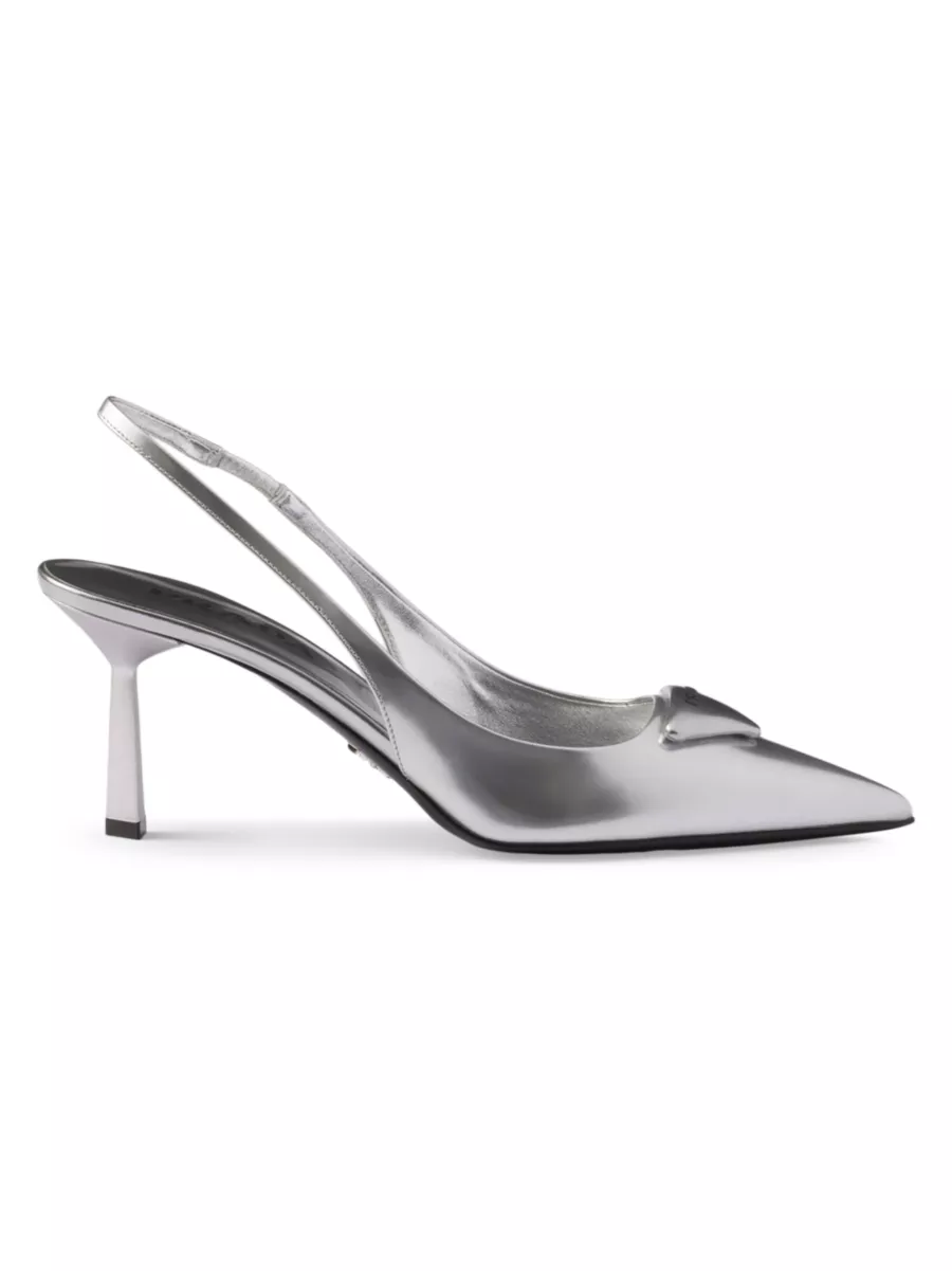 Shop Prada Metallic Leather Slingback Pumps | Saks Fifth Avenue Shop Prada Metallic Leather Slingback Pumps | Saks Fifth Avenue