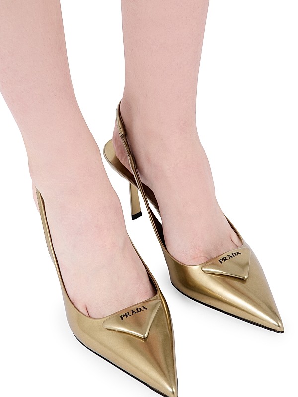 Shop Prada Metallic Leather Slingback Pumps | Saks Fifth Avenue Shop Prada Metallic Leather Slingback Pumps | Saks Fifth Avenue