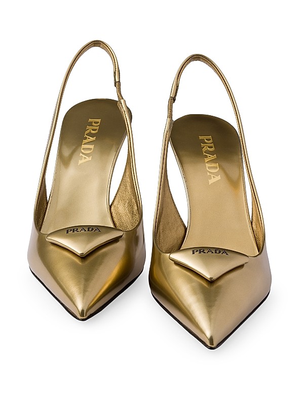 Shop Prada Metallic Leather Slingback Pumps | Saks Fifth Avenue Shop Prada Metallic Leather Slingback Pumps | Saks Fifth Avenue