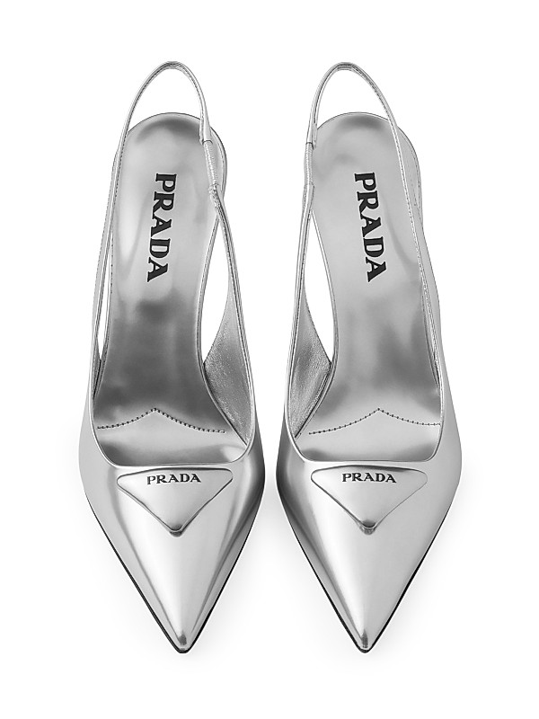 Shop Prada Metallic Leather Slingback Pumps | Saks Fifth Avenue Shop Prada Metallic Leather Slingback Pumps | Saks Fifth Avenue