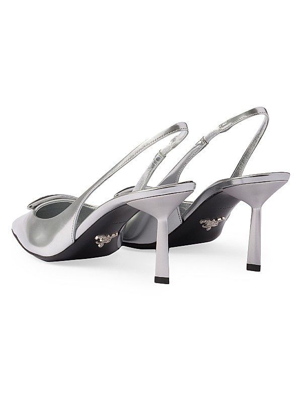 Shop Prada Metallic Leather Slingback Pumps | Saks Fifth Avenue Shop Prada Metallic Leather Slingback Pumps | Saks Fifth Avenue