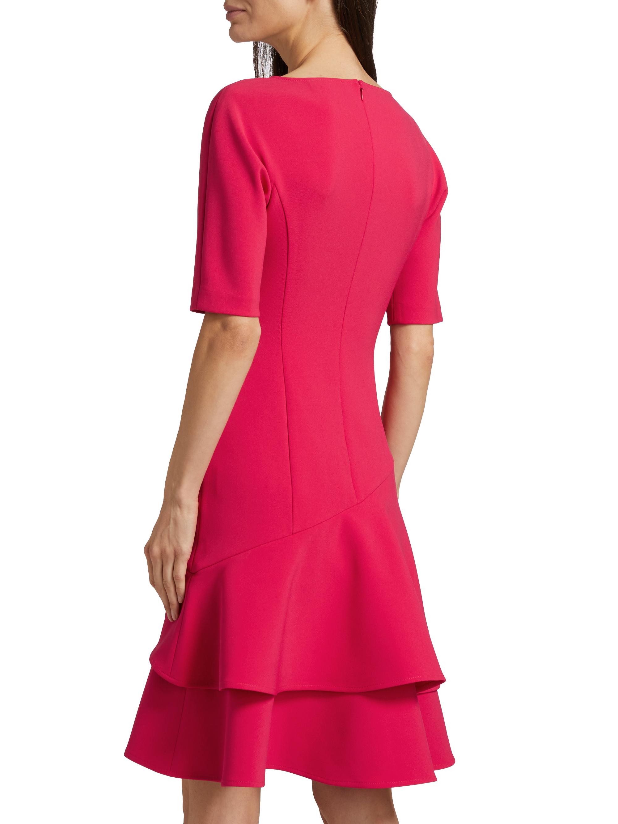 Teri Jon by Rickie Freeman Ruffle Stretch-Crepe Short-Sleeve Minidress ...
