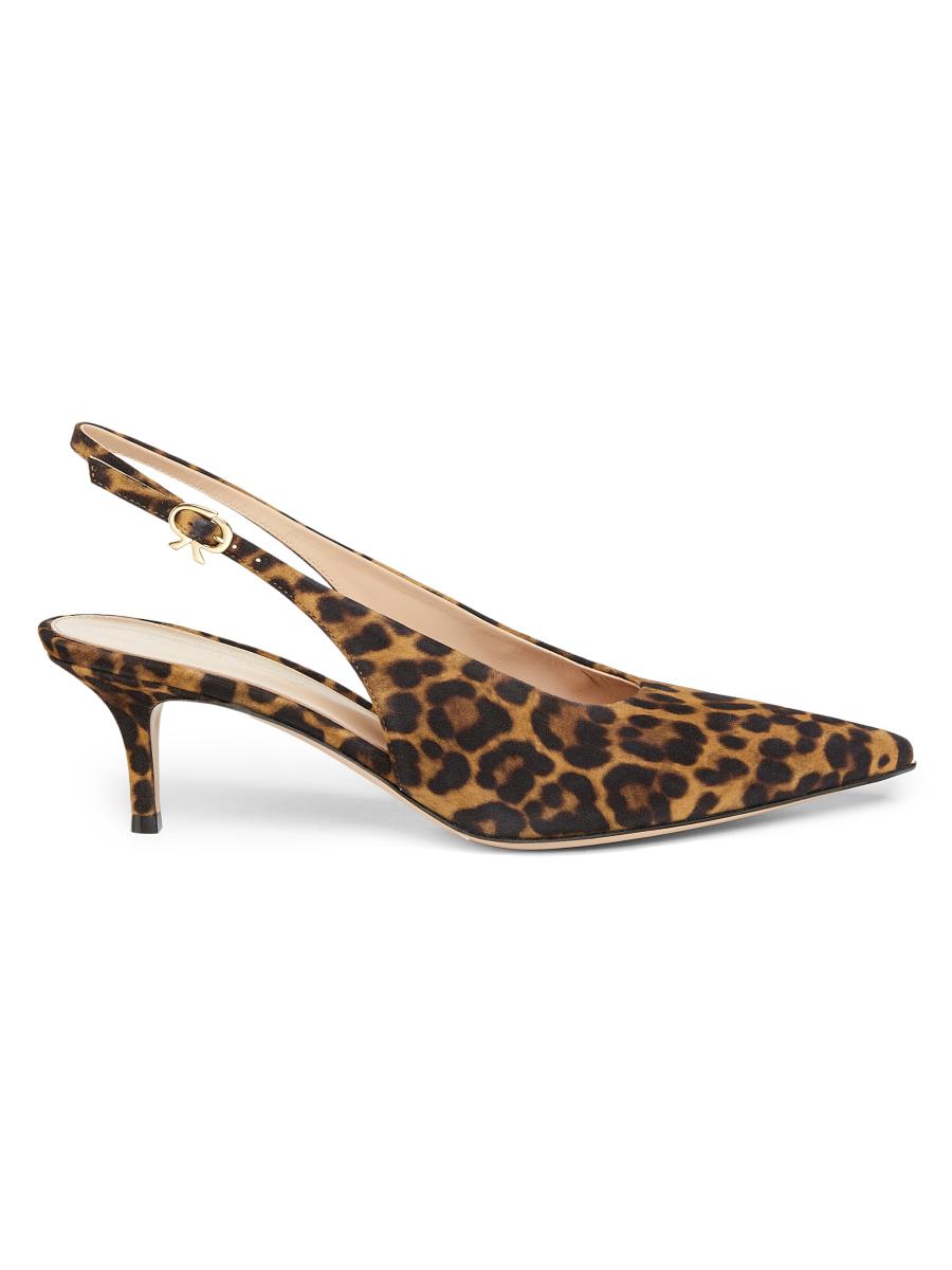 Gianvito Rossi 55MM Leopard Print Suede Slingback Pumps | Saks Fifth Avenue
