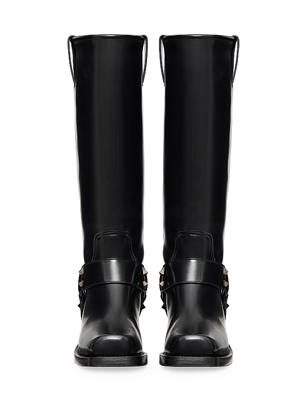 Shop Valentino Garavani Rockstud 40MM Calfskin Biker Boots Shop Valentino Garavani Rockstud 40MM Calfskin Biker Boots