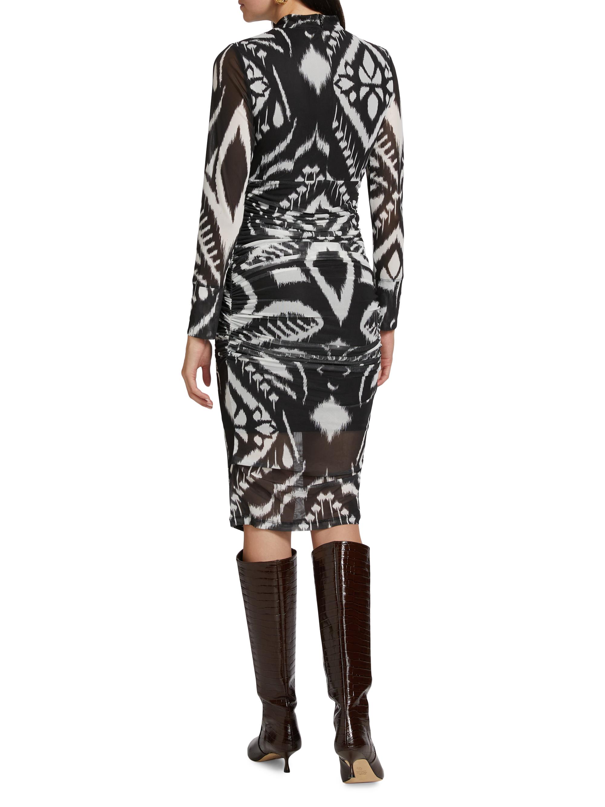 Farm Rio Ikat Ruched Tulle Midi-Dress | Saks Fifth Avenue