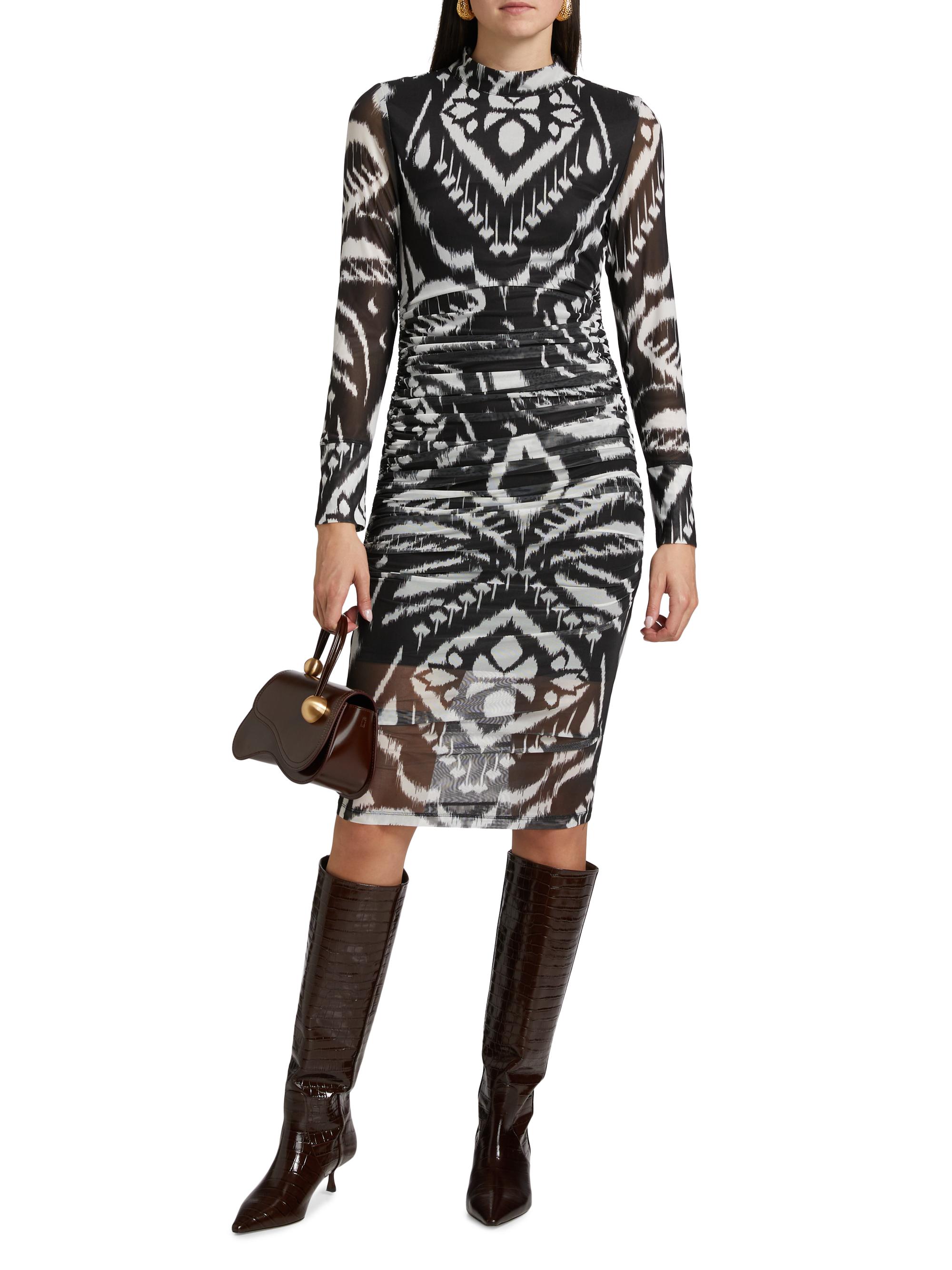 Shop Farm Rio Ikat Ruched Tulle Midi-Dress | Saks Fifth Avenue