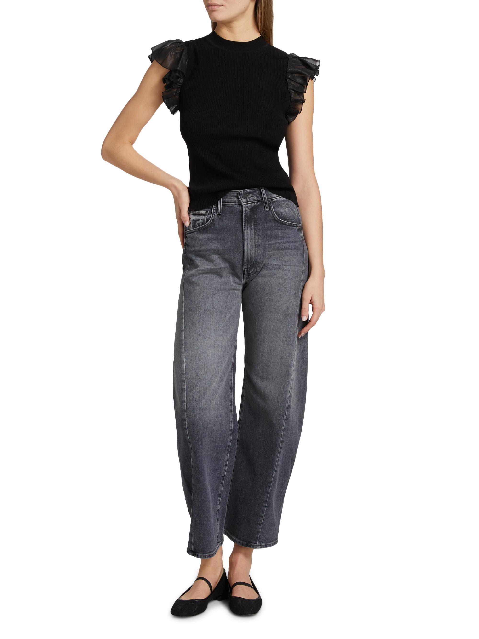 Milly Rib-Knit Flutter-Sleeve Top | Saks Fifth Avenue